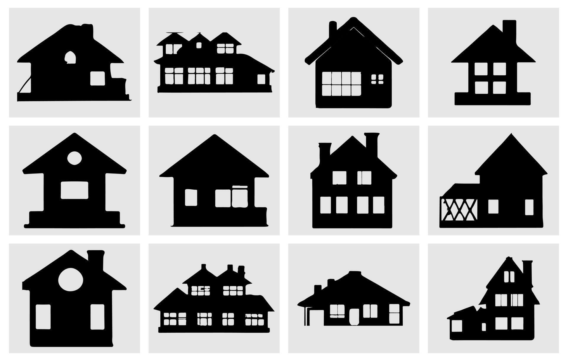 House silhouette set free, home silhouette collection, House Icon Set ...