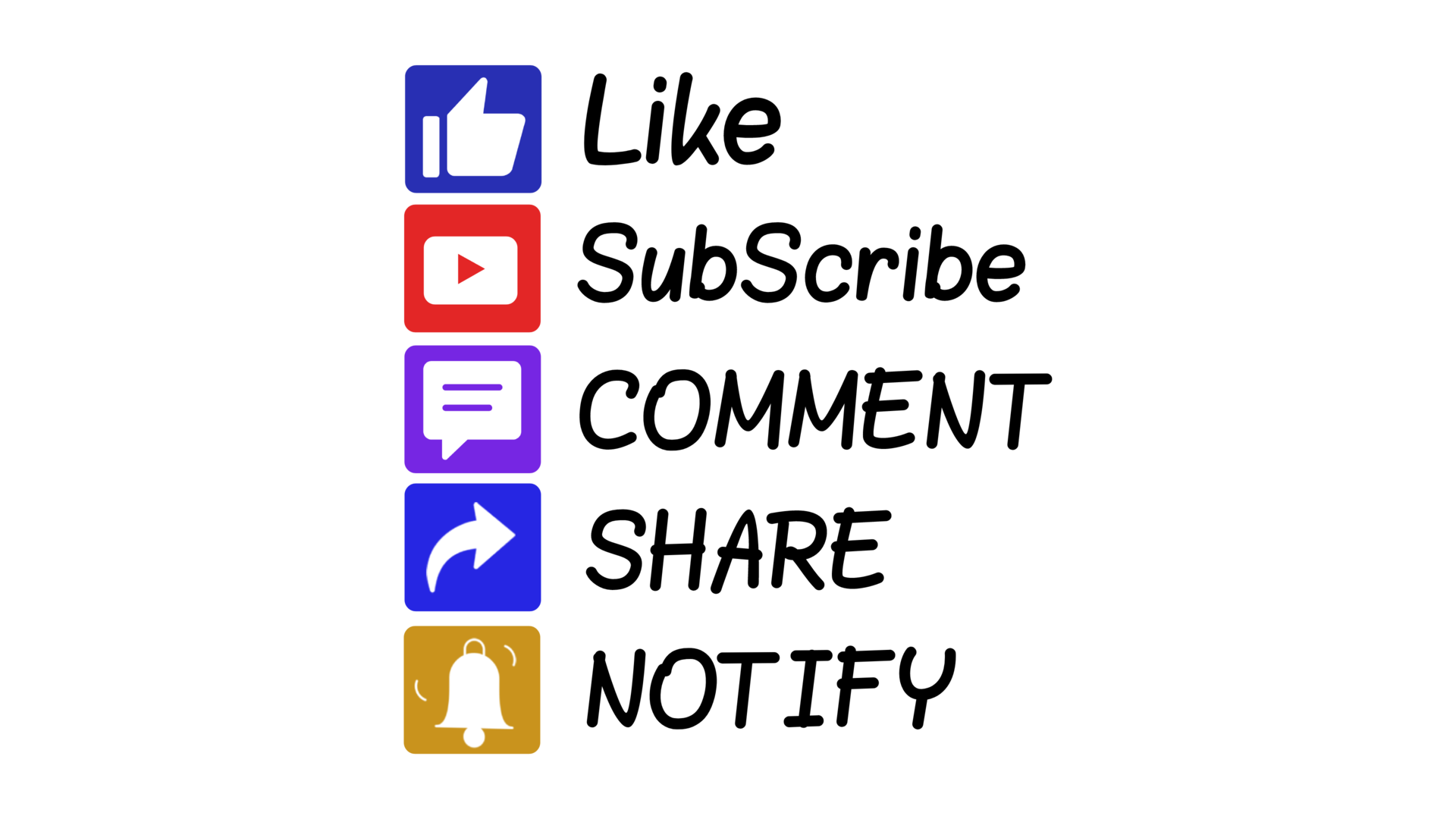Like Subscribe Comment Share And Notify Social Media Button With Text 21055230 Png