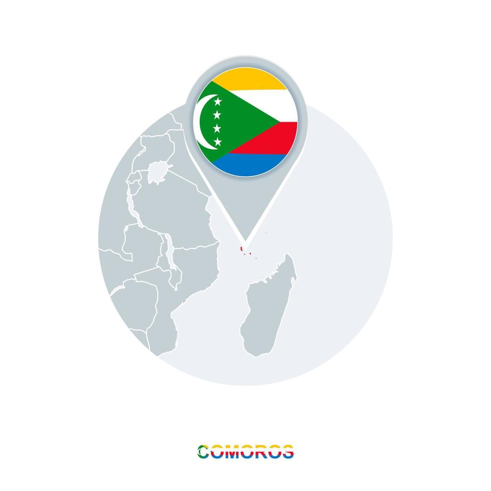 Comoros map and flag, vector map icon with highlighted Comoros 21055505 Vector Art at Vecteezy