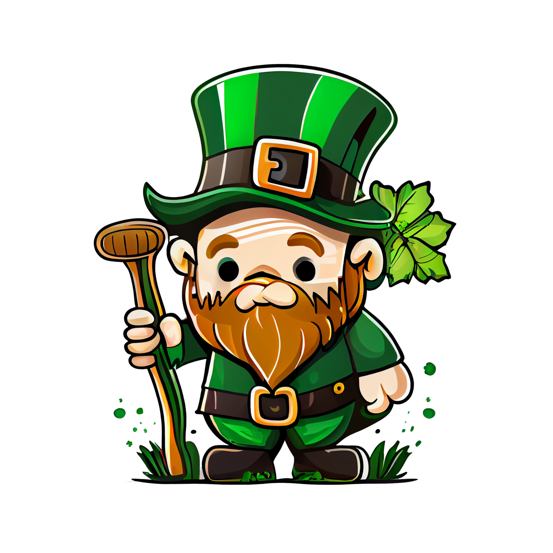 Mignonne Lutin Saint Patricks Journée Irlandais Dessin Animé Et Quatre Feuille Trèfle Pour St