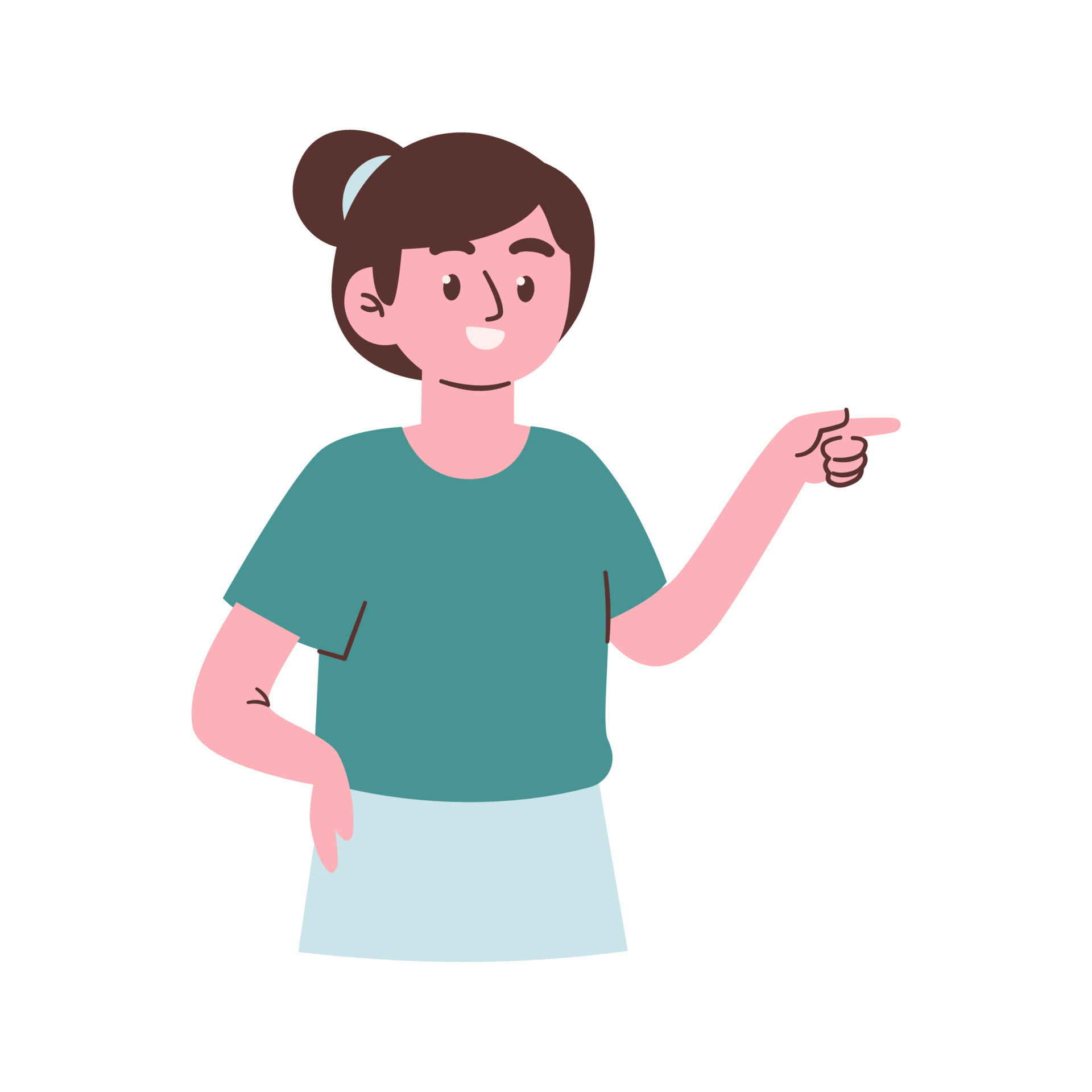 Woman Pointing to the right 21056891 Vector Art at Vecteezy