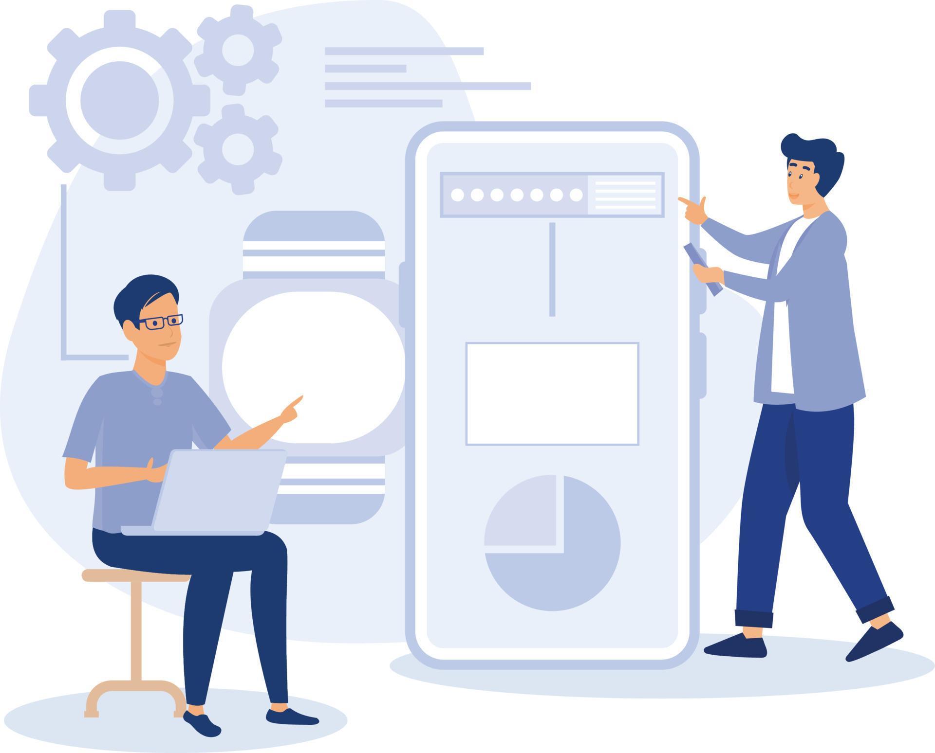 Software and frontend development concept, HTML5 website development ...