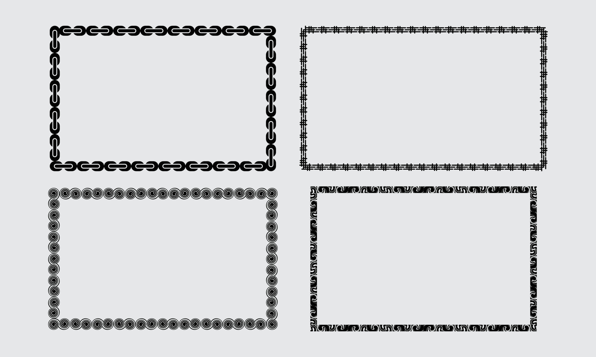 Frame display square rectangle interface element set vector monochrome ...