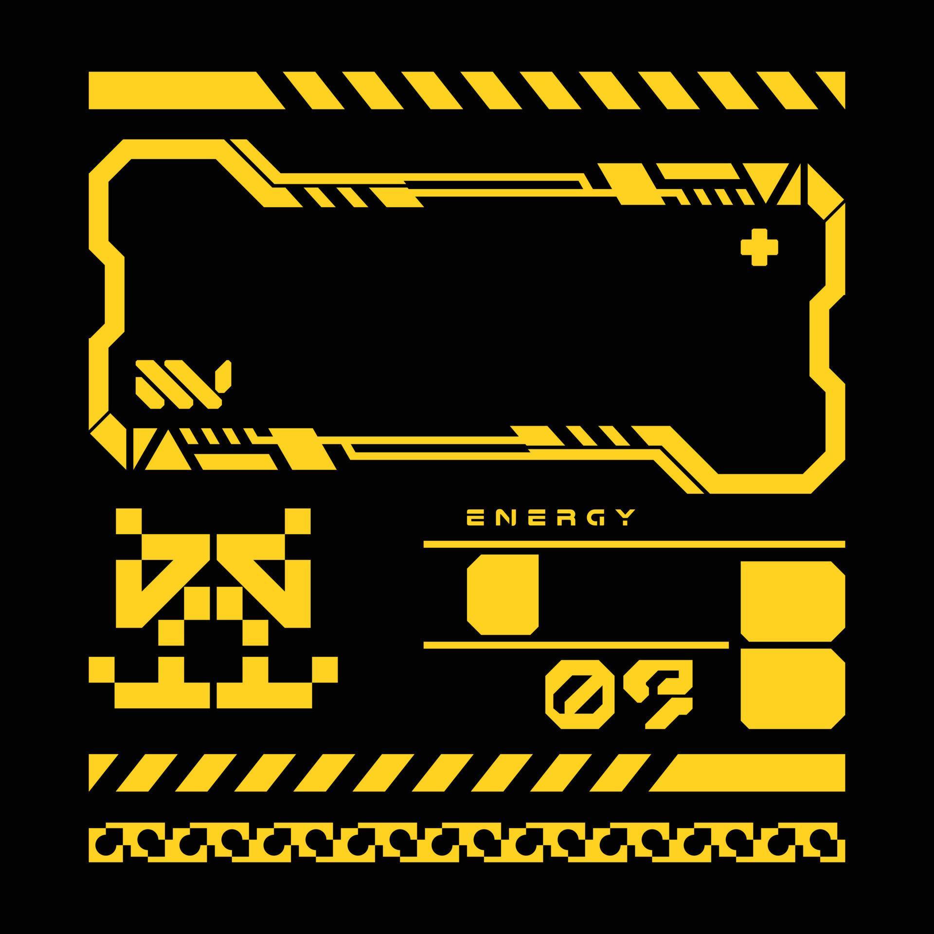 HUD futuristic frame border game swag elements pack yellow line cyber sci-fi, icon symbol ...