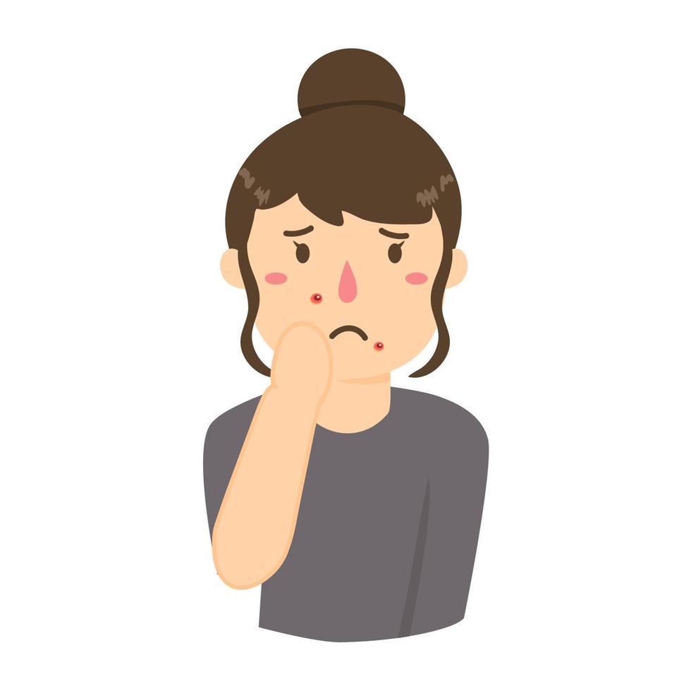 Flat Woman Face With Skin Diseases Rashes Acne 21069784 Vector Art At