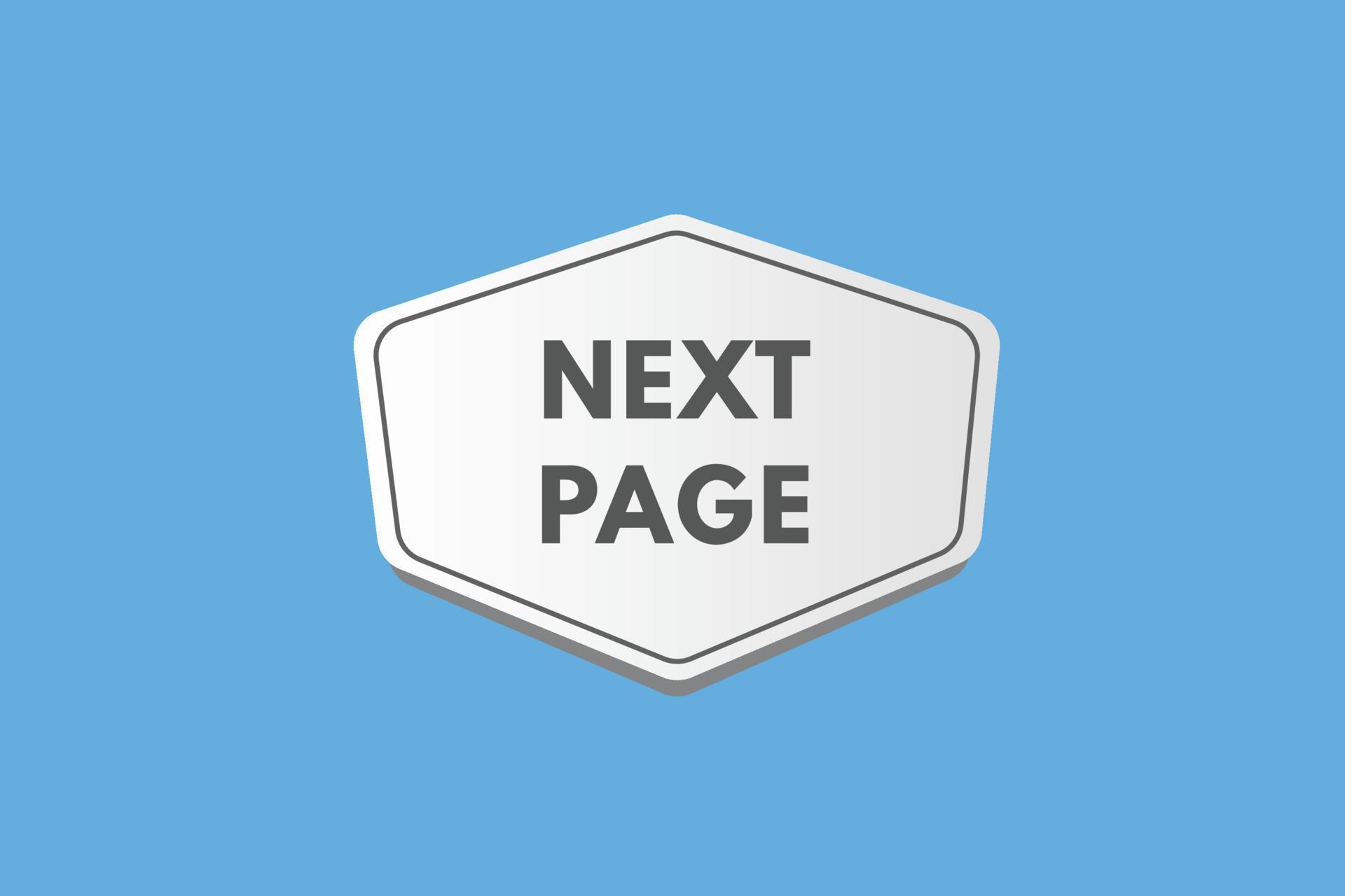 Next Page text Button. Next Page Sign Icon Label Sticker Web Buttons ...