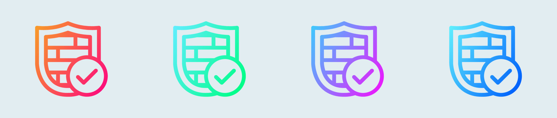 Firewall Line Icon In Gradient Colors Network Protection Signs Vector