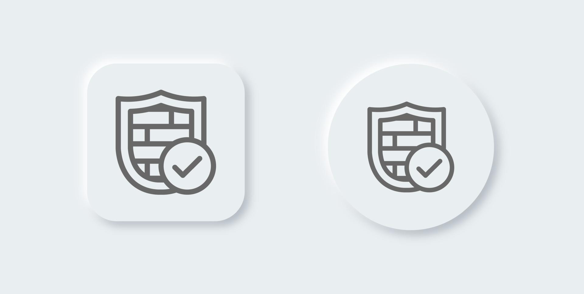 Firewall Line Icon In Neomorphic Design Style Network Protection Signs