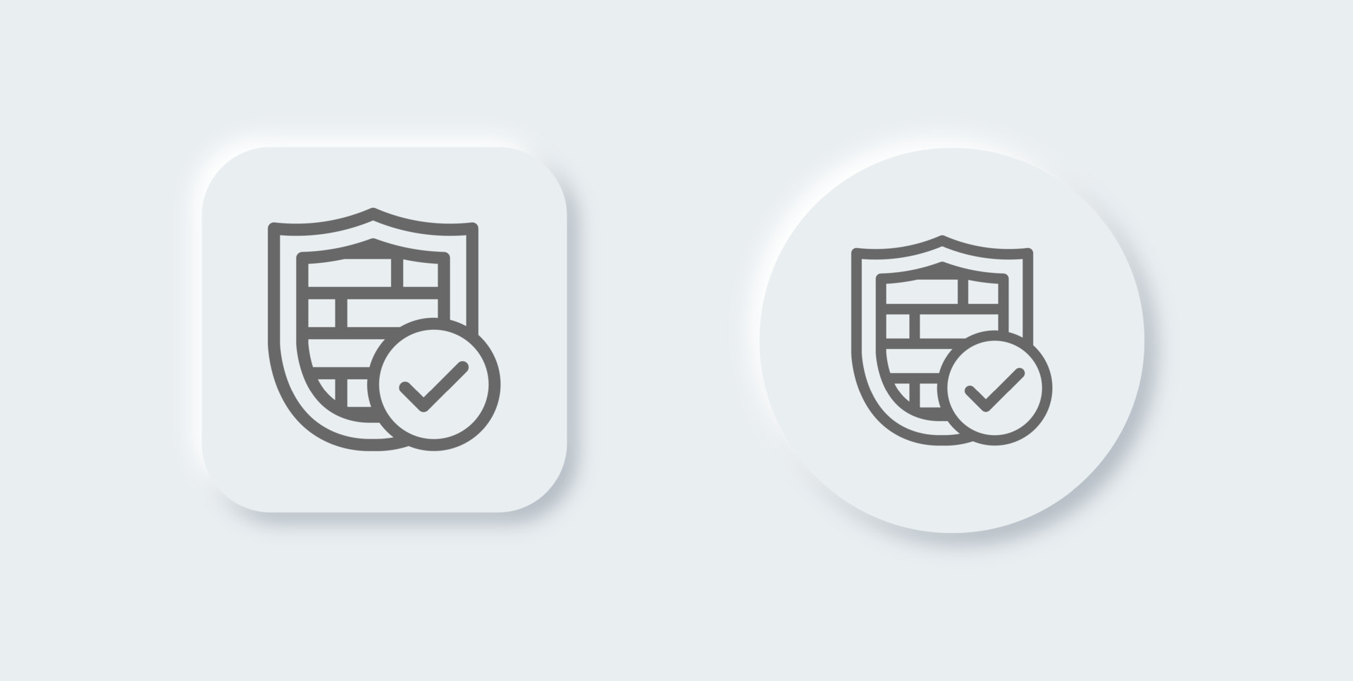 Firewall Line Icon In Neomorphic Design Style Network Protection Signs Vector Illustration