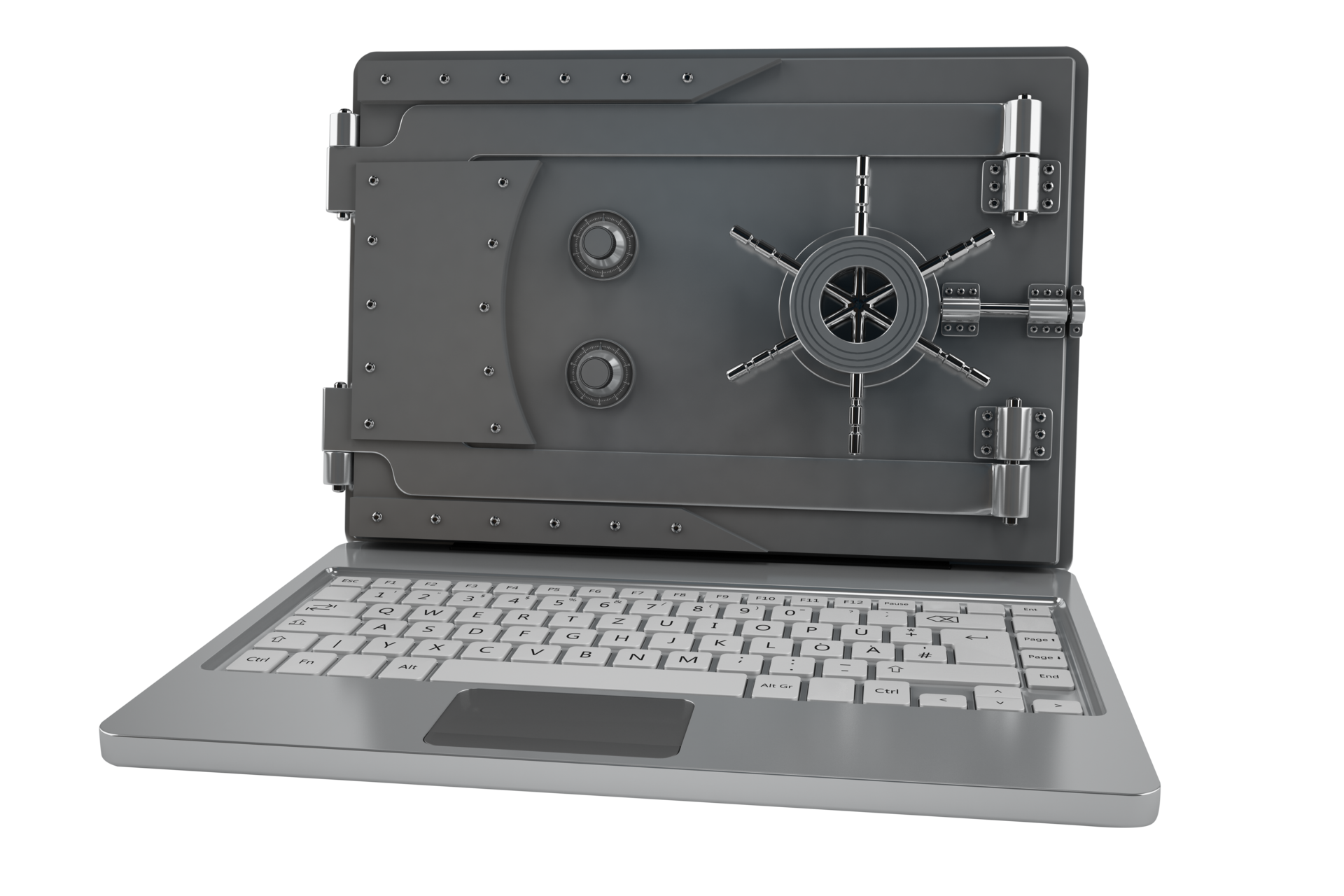 Safe On A Laptop Concept Of Hacking And Data Security System 3d