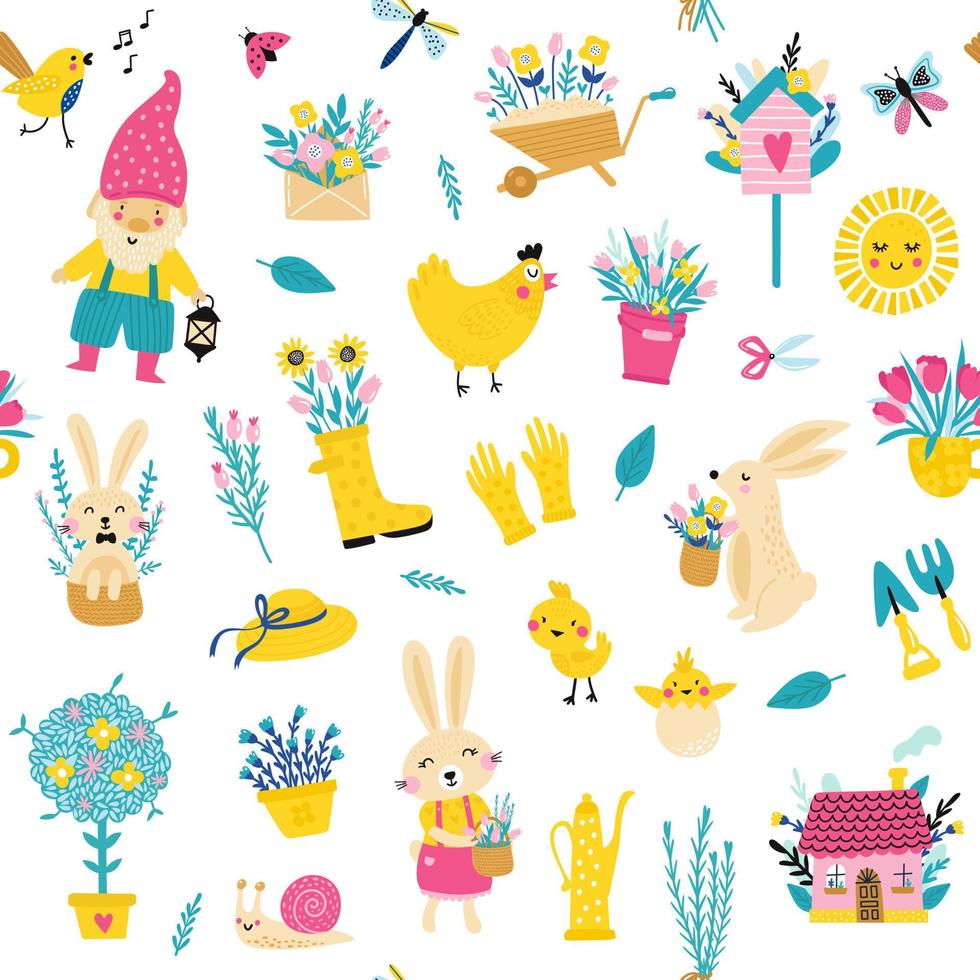 Seamless pattern with spring elements. Vecto 21085778 Vector Art at ...
