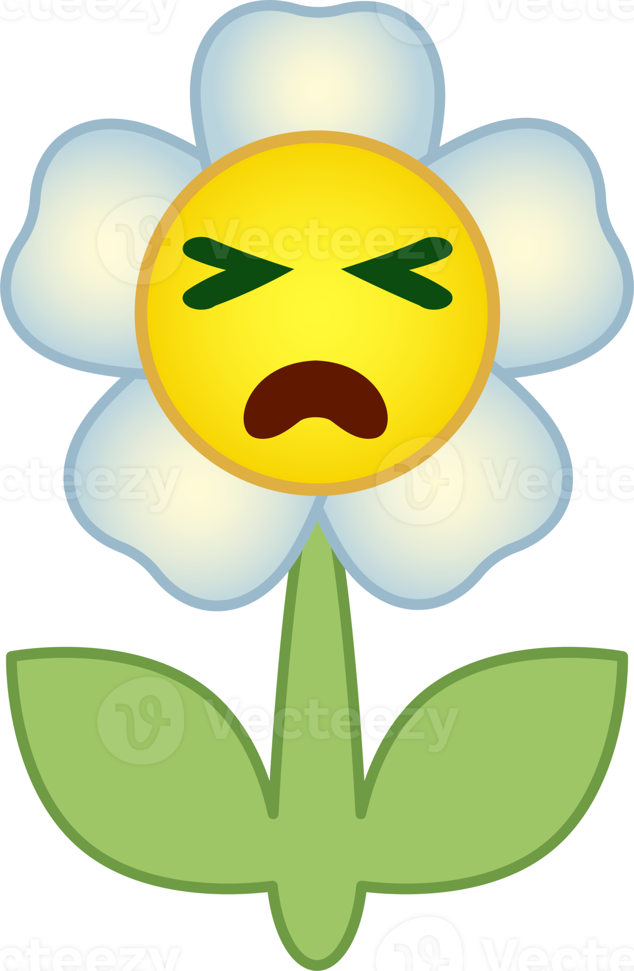 Flower emoticon. Flower cartoon character with face. PNG with ...