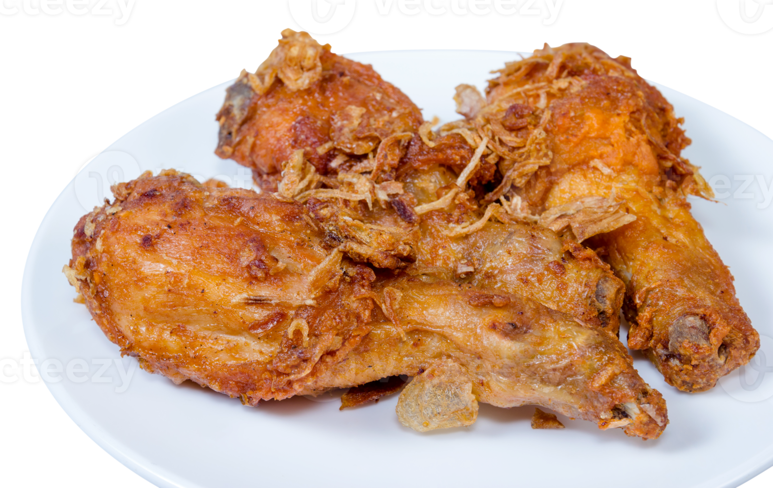 Fried Chicken Drumstick On White Dish Isolated 21096178 Png