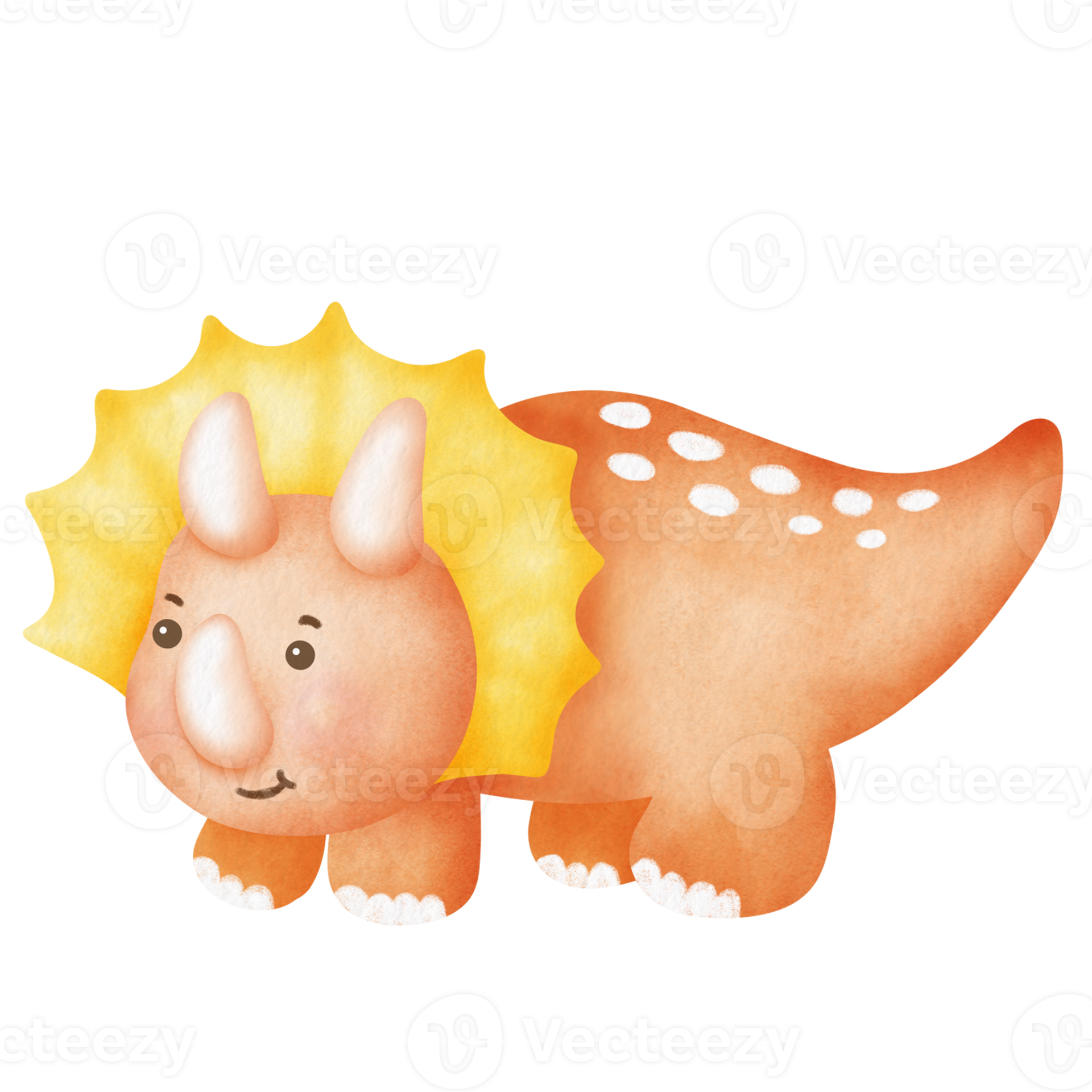 Cute dinosaur clipart in watercolor style . 21096446 PNG