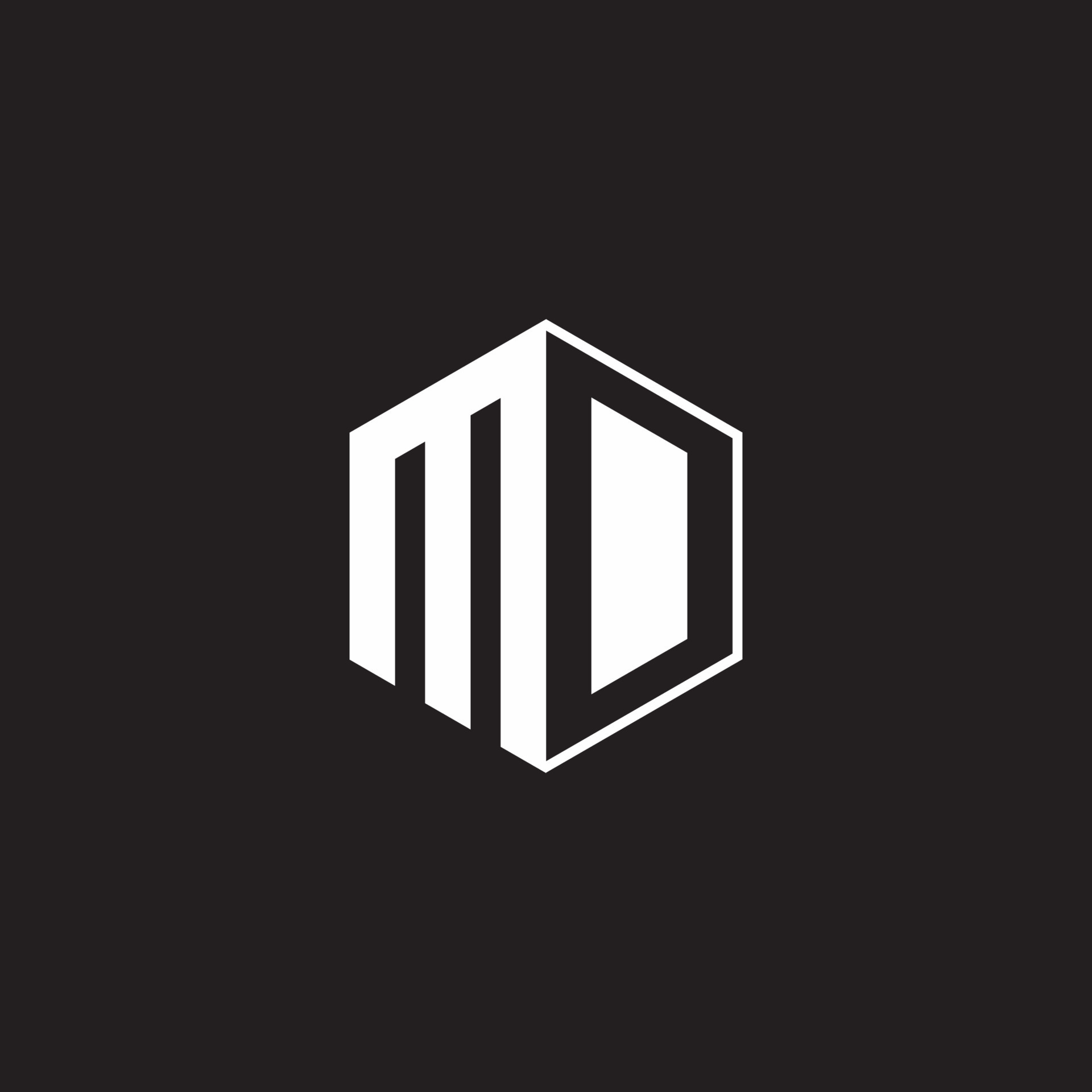 MD Logo monogram hexagon with black background negative space style ... MD Logo monogram hexagon with black background negative space style ...