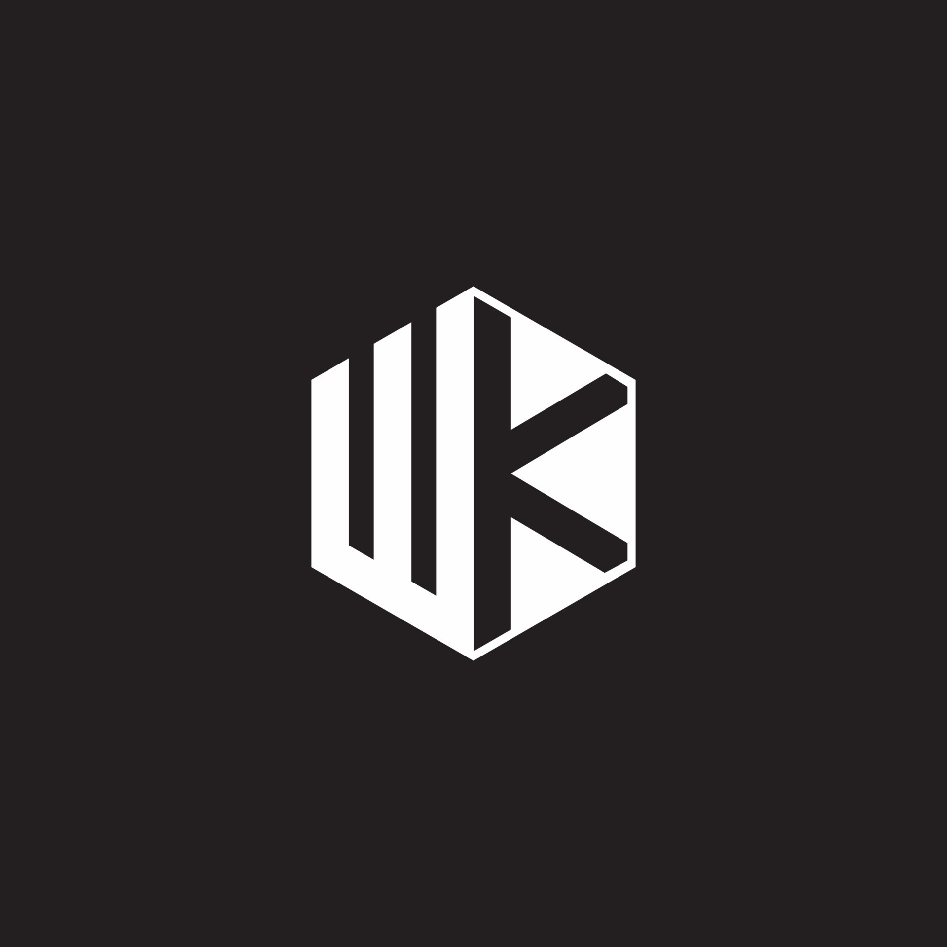 WK Logo monogram hexagon with black background negative space style ... WK Logo monogram hexagon with black background negative space style ...
