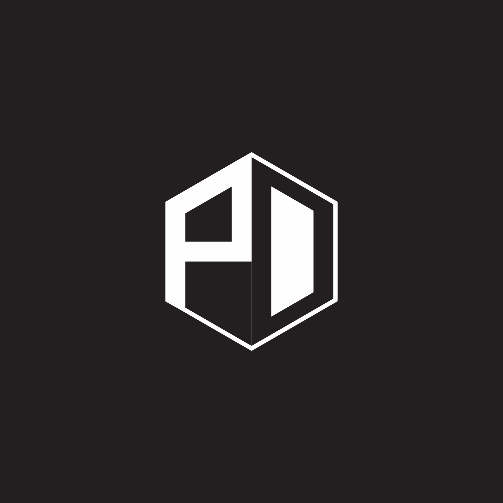 PD Logo monogram hexagon with black background negative space style ... PD Logo monogram hexagon with black background negative space style ...