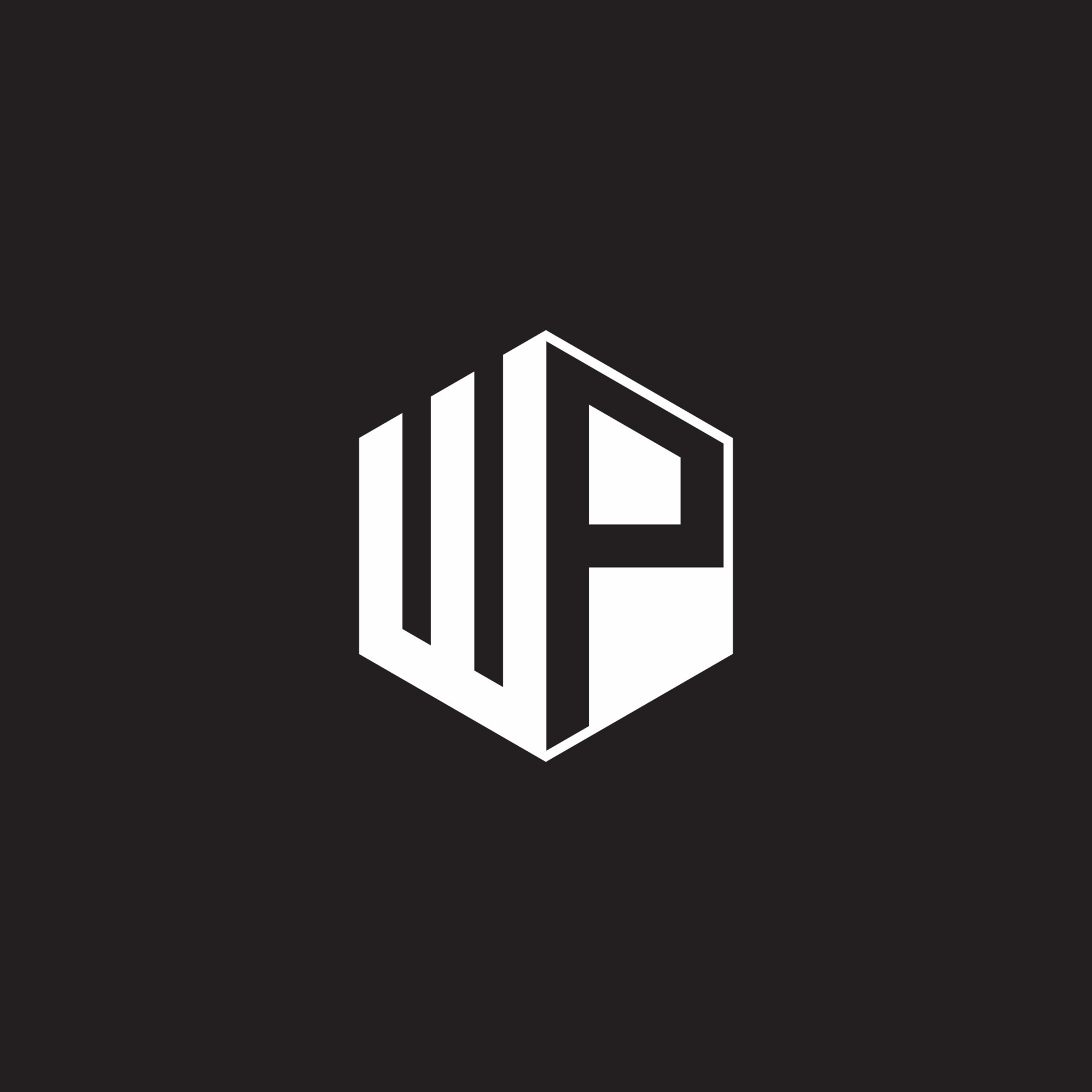 WP Logo monogram hexagon with black background negative space style ... WP Logo monogram hexagon with black background negative space style ...