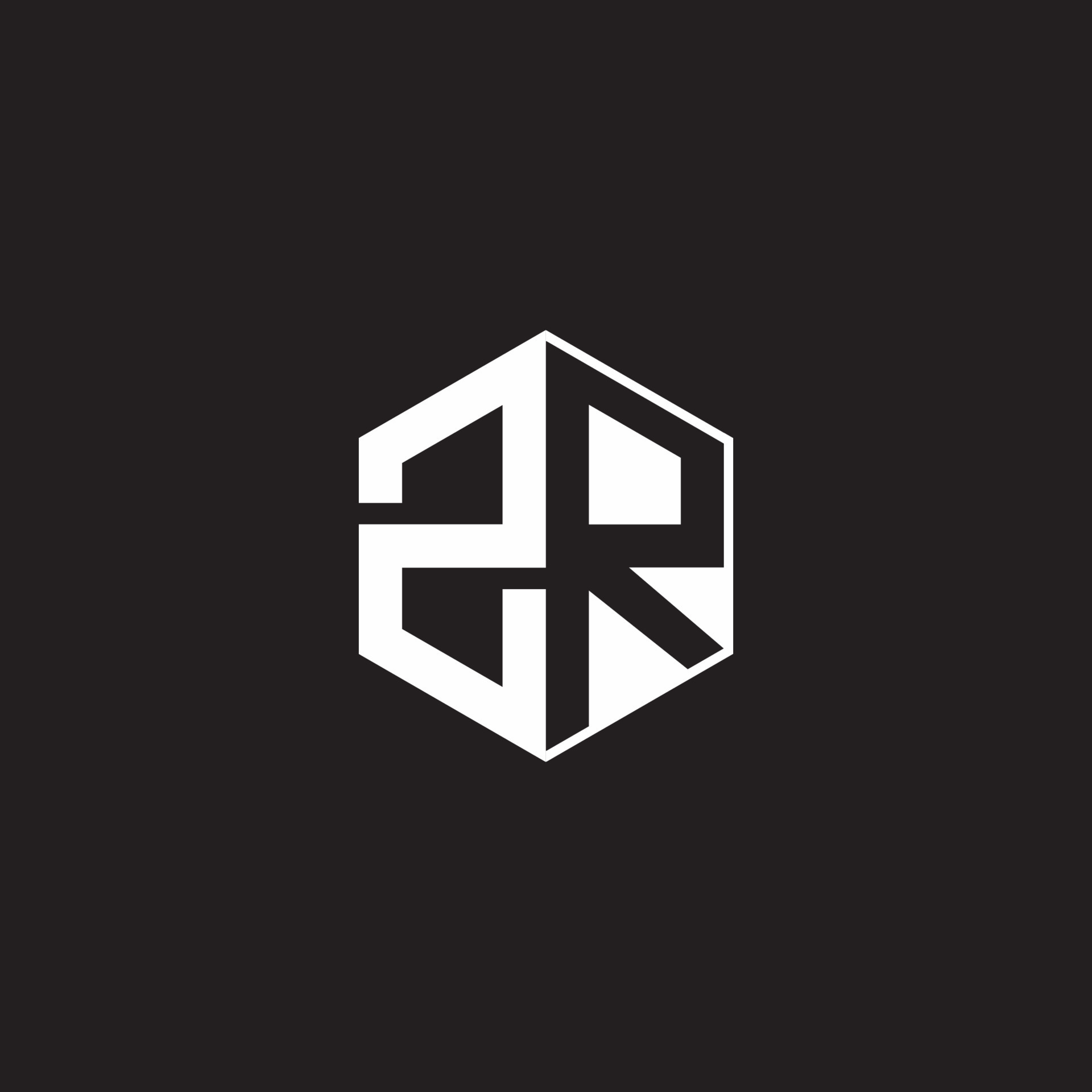 ZR Logo monogram hexagon with black background negative space style ... ZR Logo monogram hexagon with black background negative space style ...
