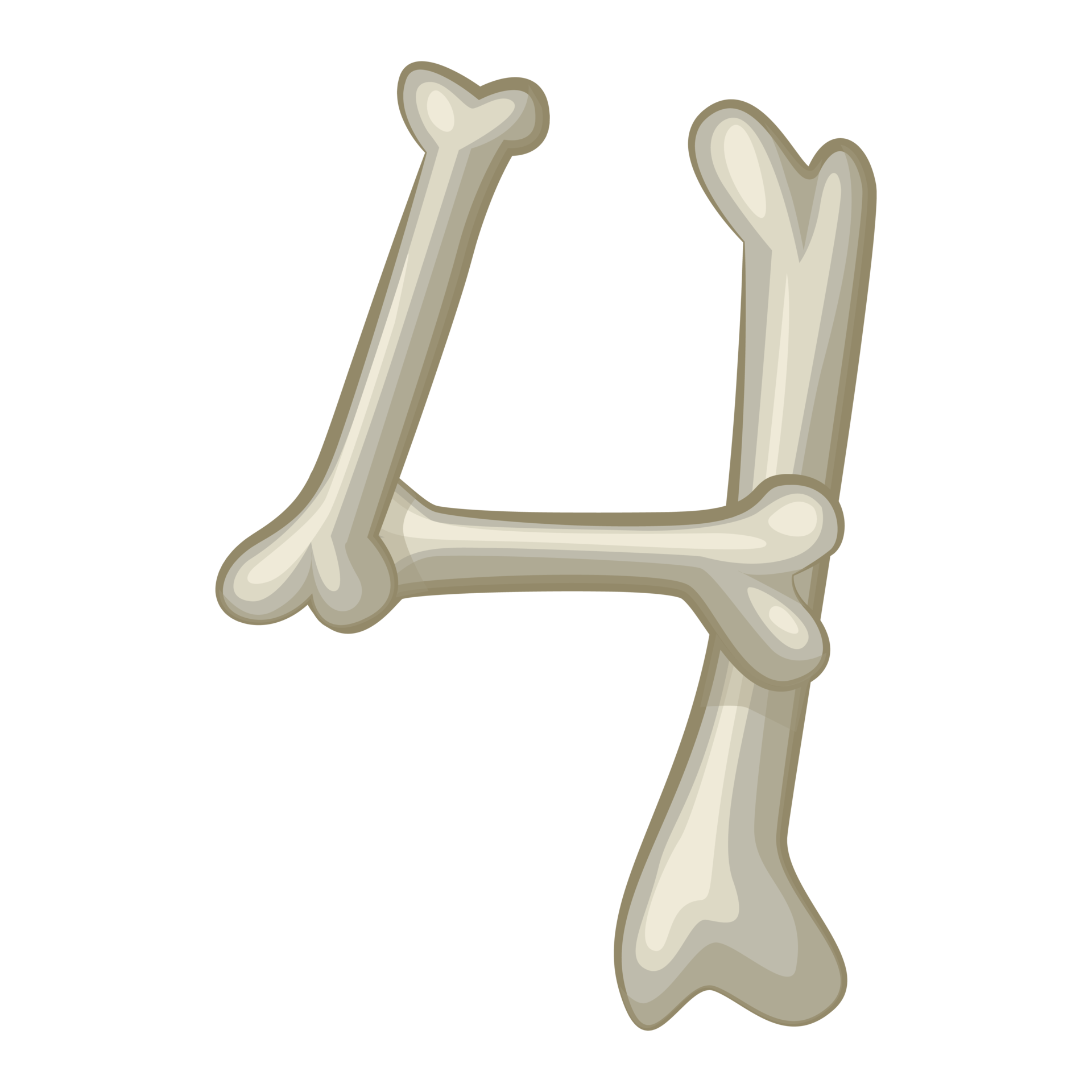 Bone number 4, digit four. Cartoon isoled number 21108067 PNG Bone number 4, digit four. Cartoon isoled number 21108067 PNG