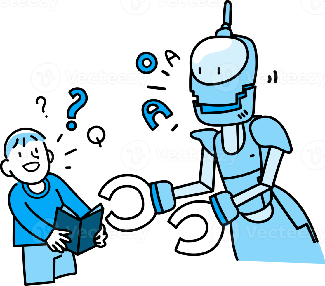 artificial inteligencia ilustración, robot ai y personas ocupaciones gráfico azul tono color ...