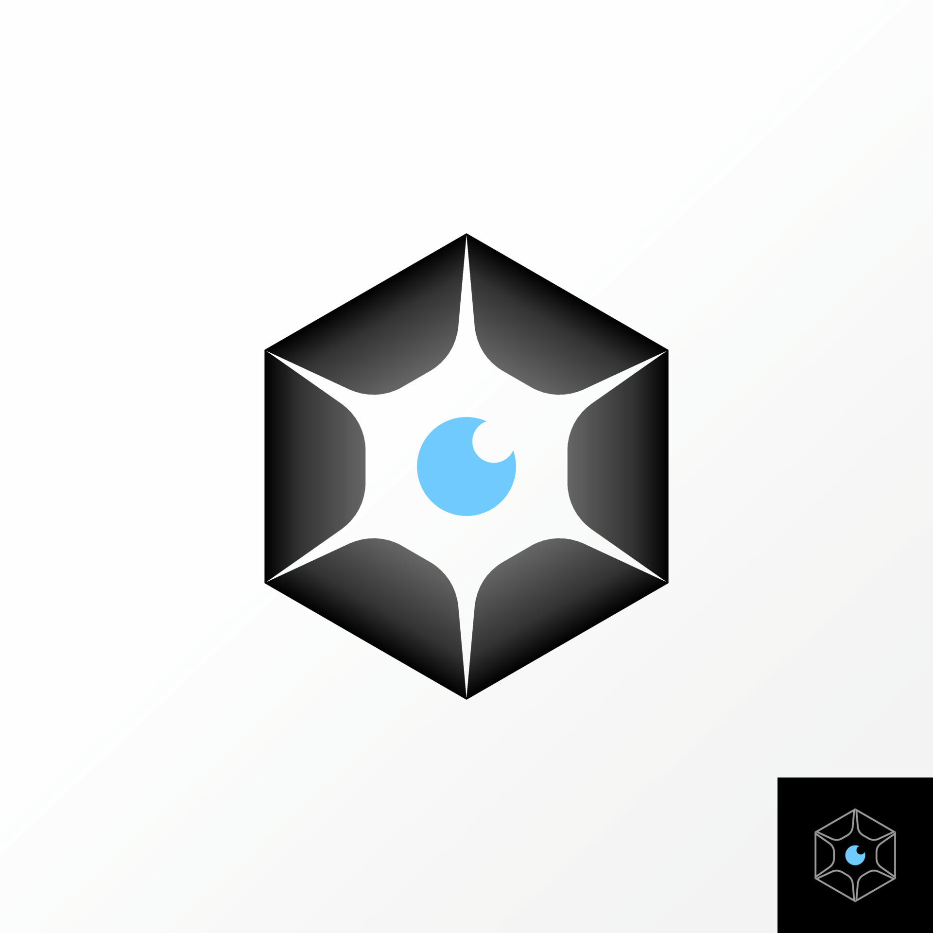 Simple illustration eye on hexagon with sharp end image graphic icon ...