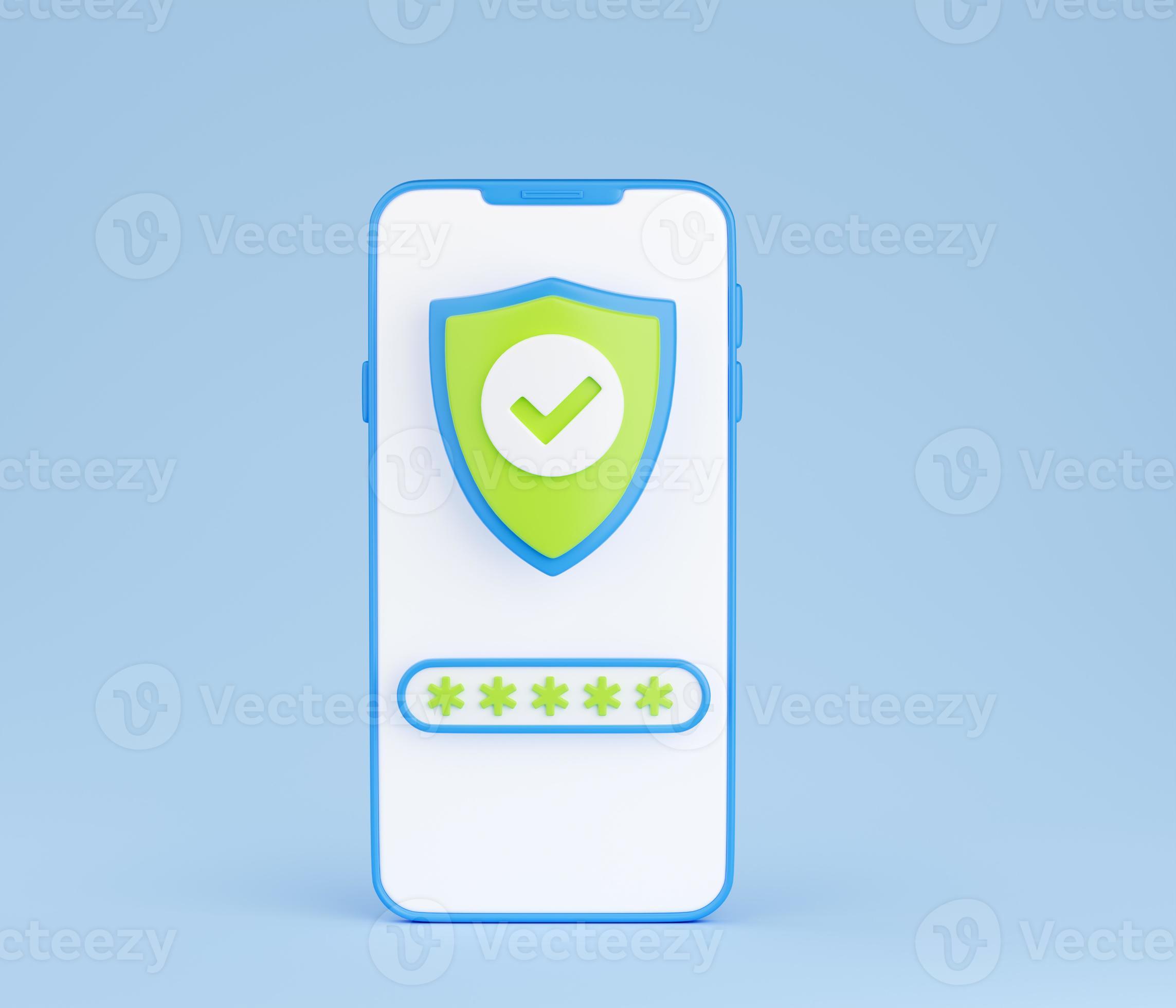 Personal Data Secure 3d Render Checkmark Shield And Password Field On