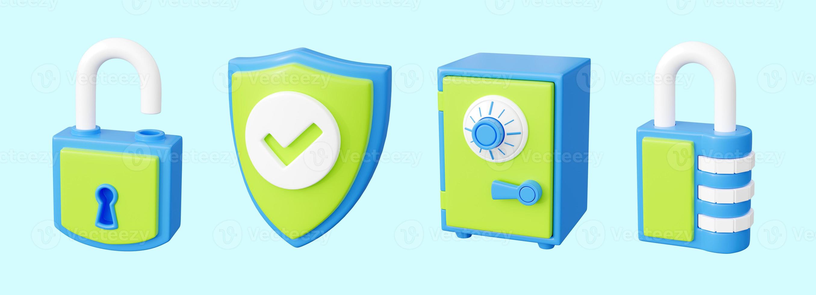 Secure and personal data and earnings safety 3d render set - protecting ... Secure and personal data and earnings safety 3d render set - protecting ...