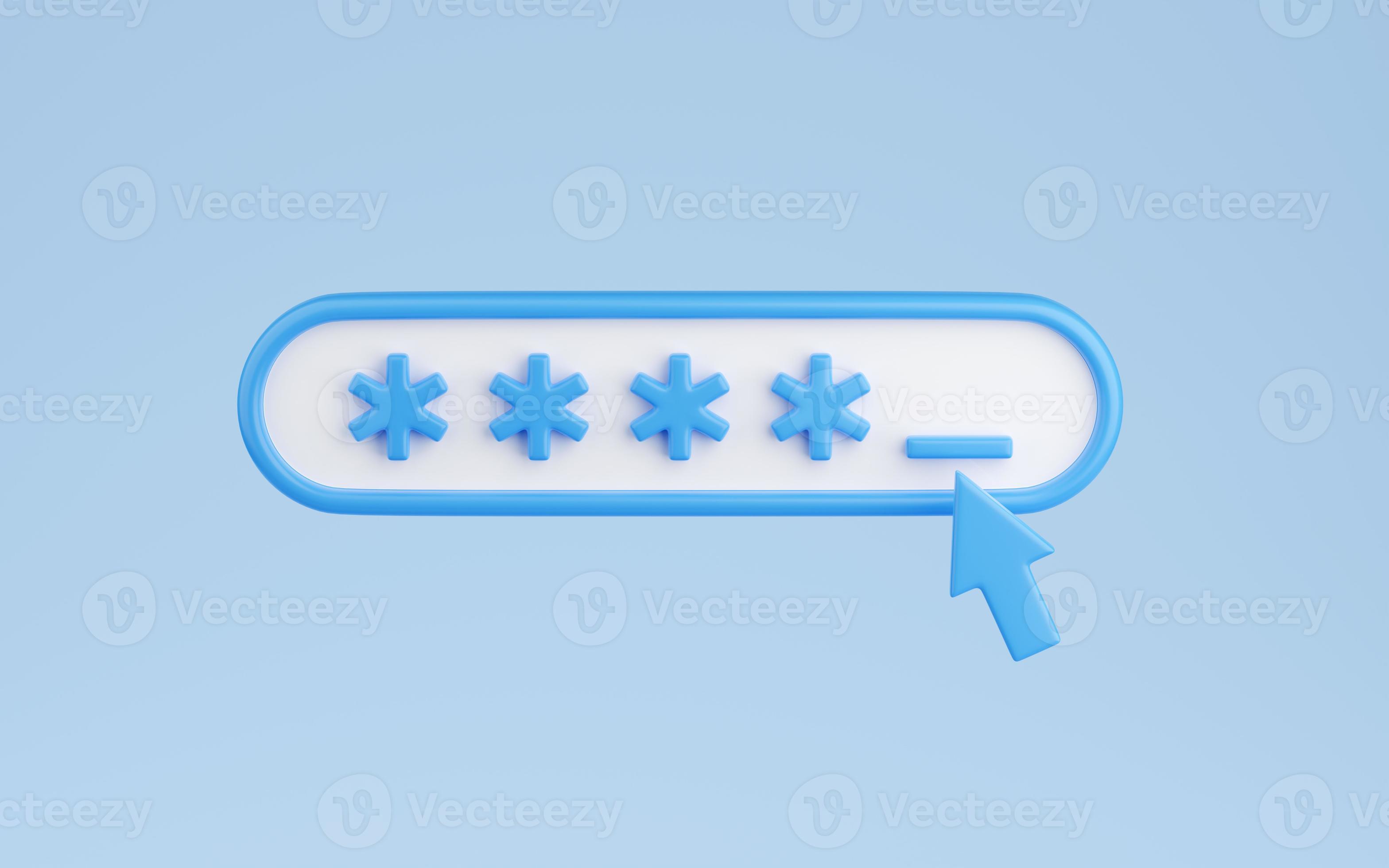 Locked Password Field With Cursor 3d Render Input Box With Asterisks For Passcode Or Pin