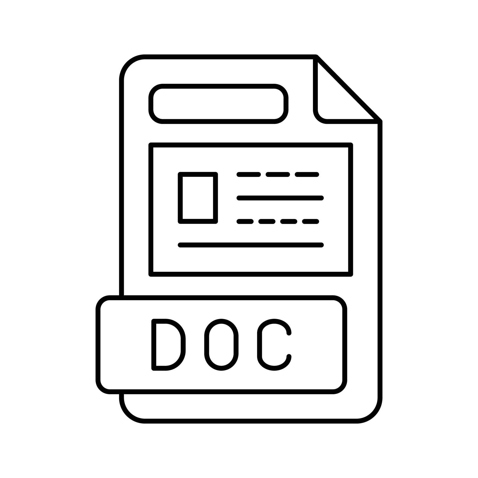 Doc File Format Document Line Icon Vector Illustration 21156724 Vector