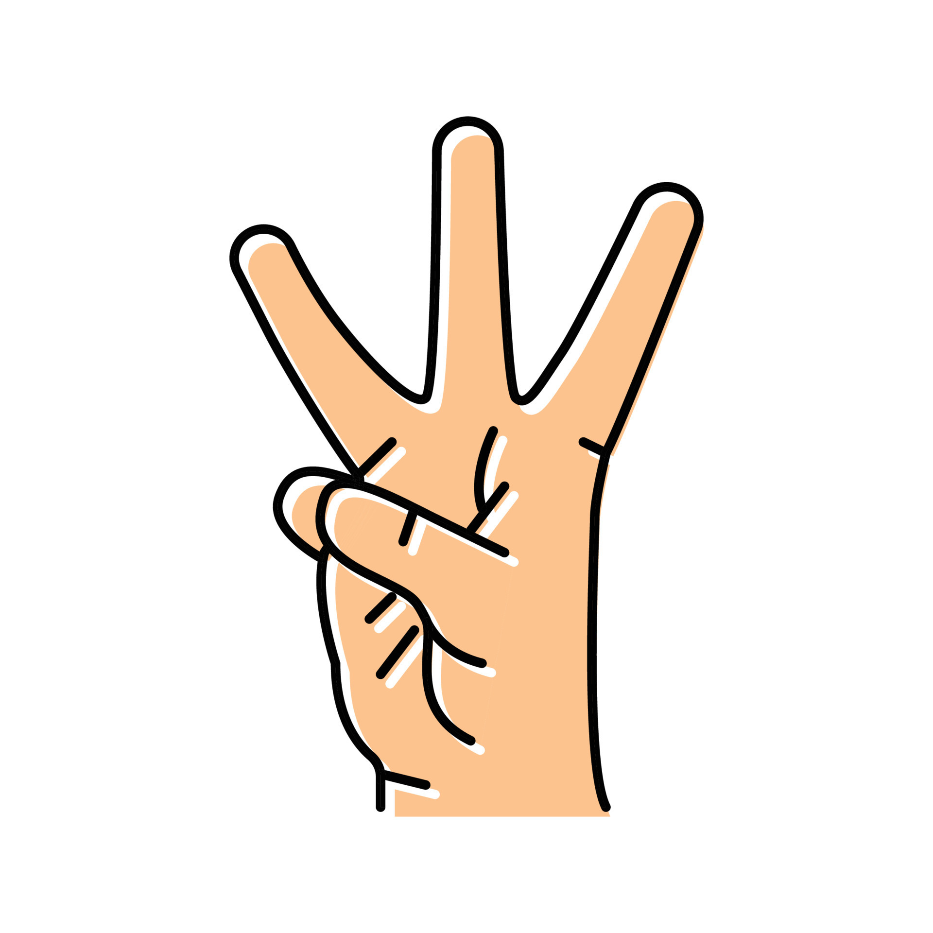 three number hand gesture color icon vector illustration 21162887 ...