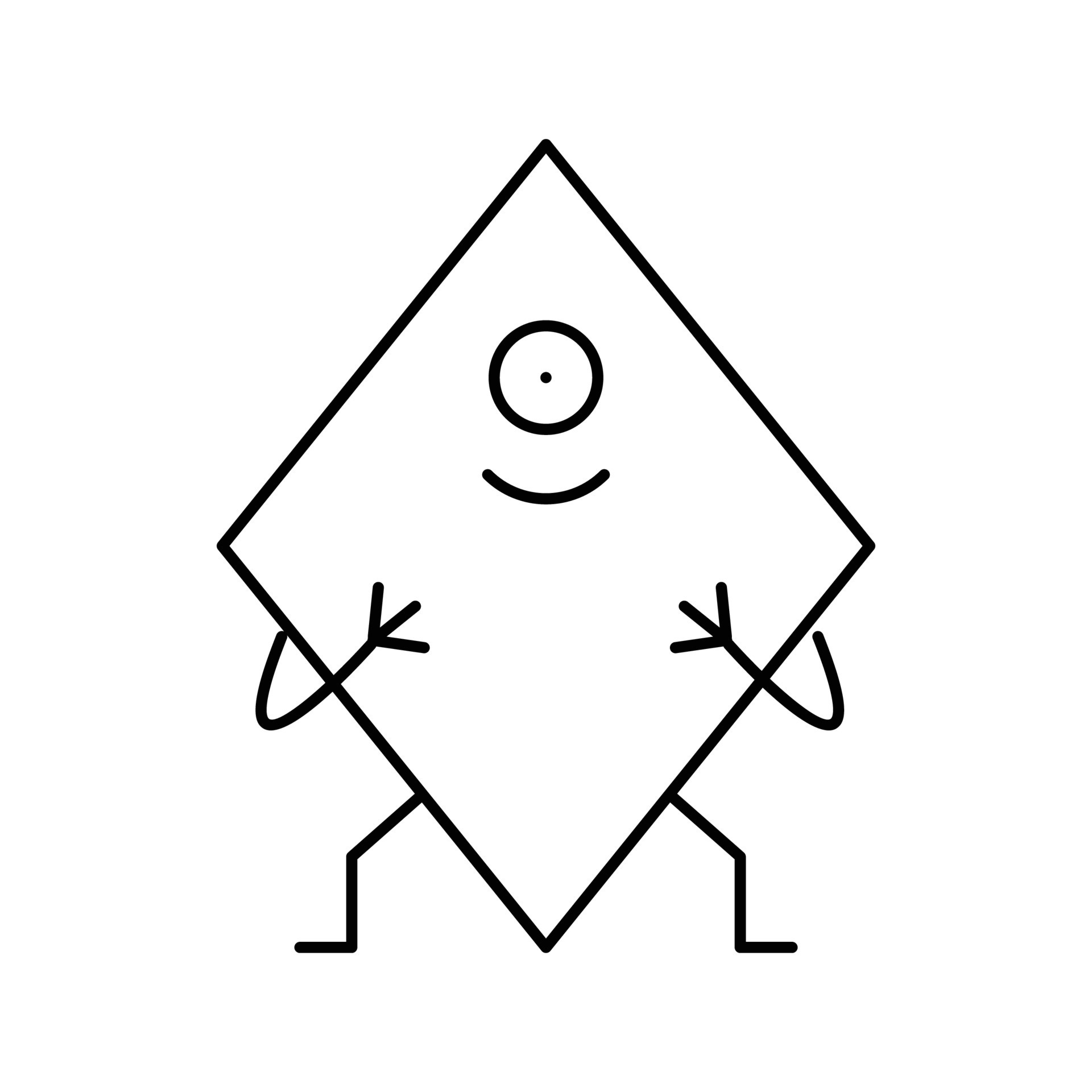 Rhombus Geometric Shape Character Line Icon Vector Illustration