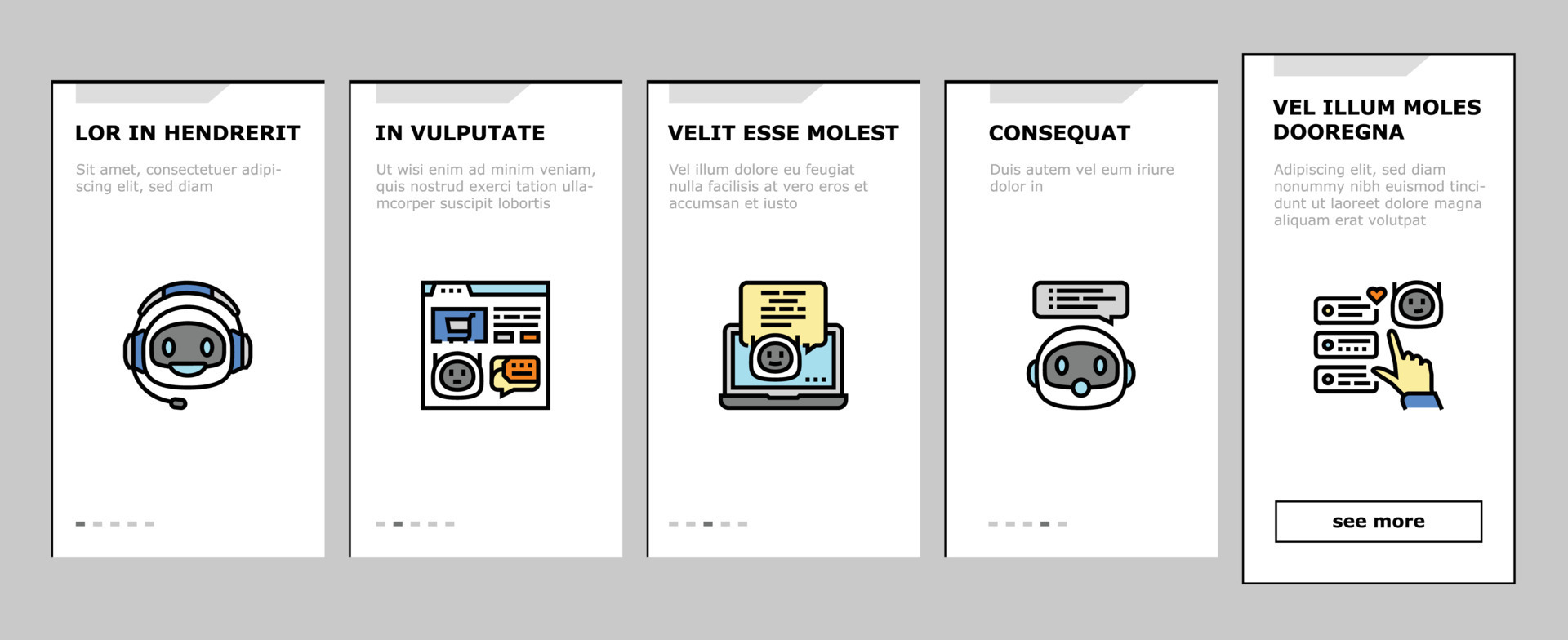 Chat Bot Robot Service Online Onboarding Icons Set Vector 21164871