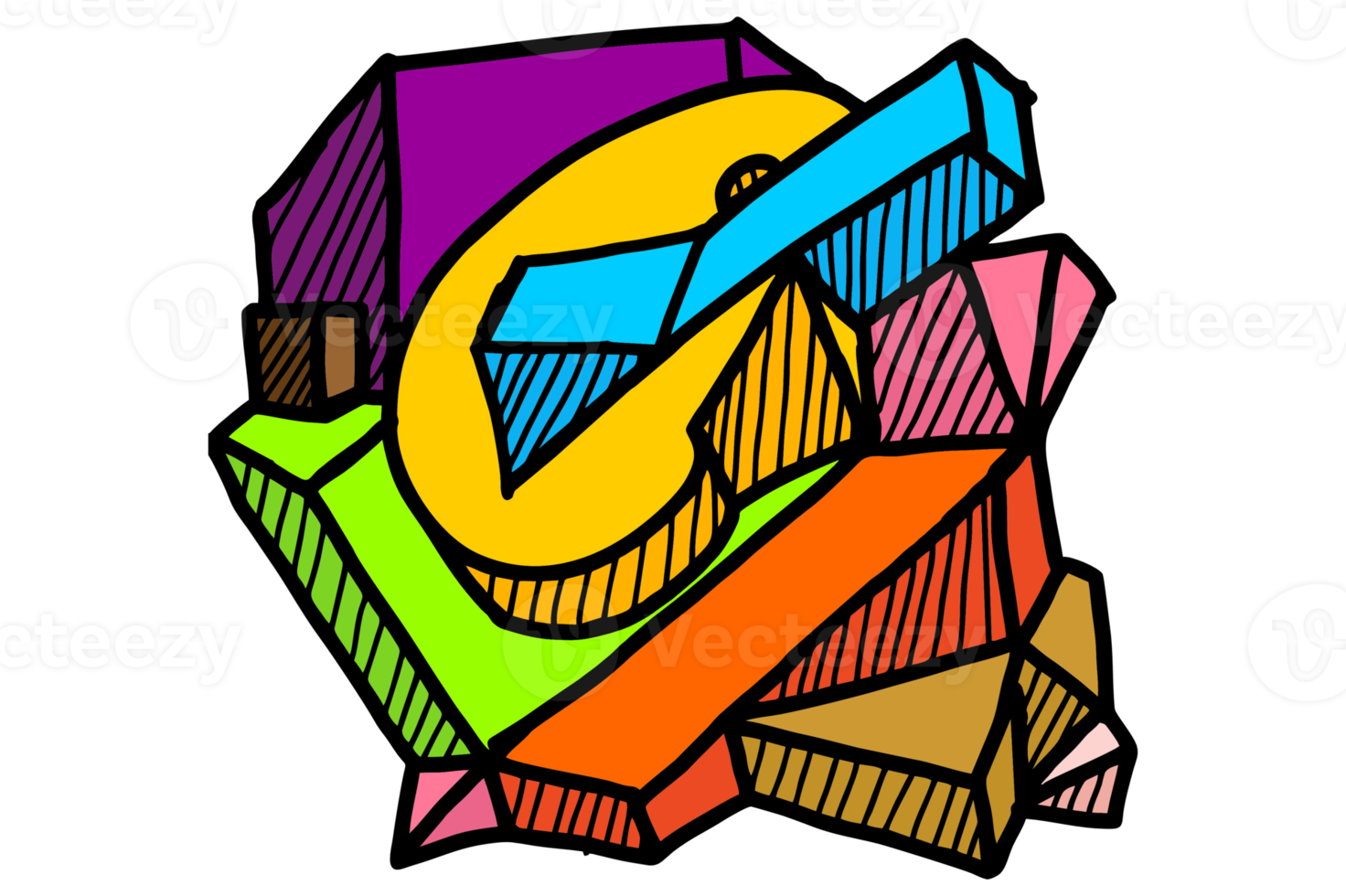 Colorful 3D Shapes of Abstract Objects 21170124 PNG