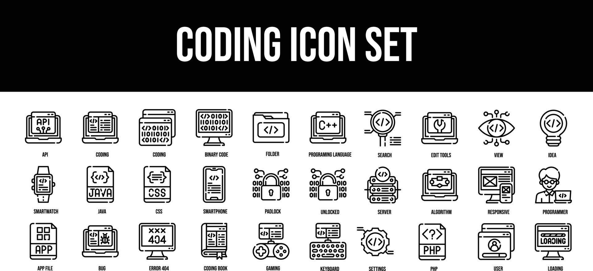 Thin line icons Perfect pixel coding icon set 21177992 Vector Art at ...