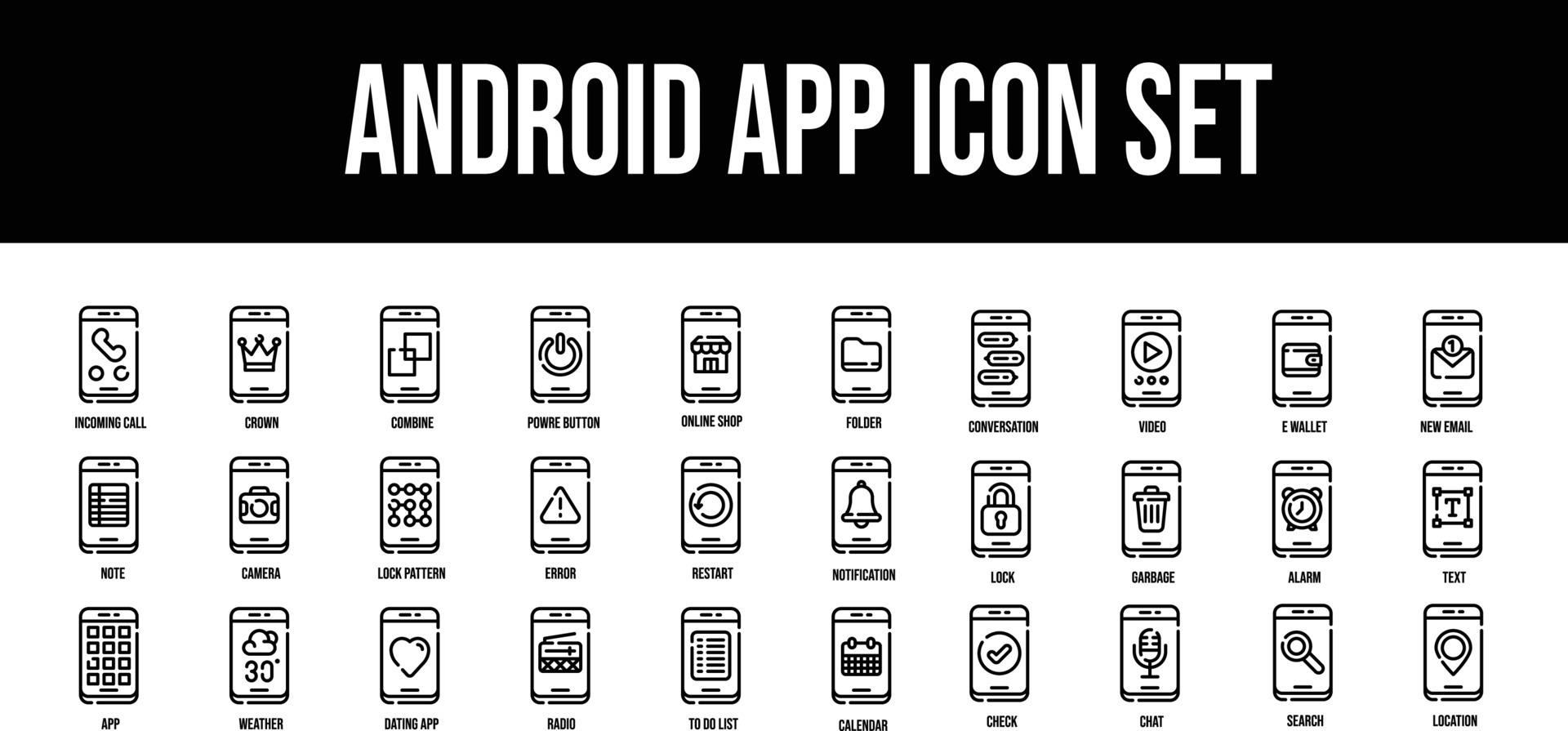 anddroid app stroke outline icons set 21178000 Vector Art at Vecteezy