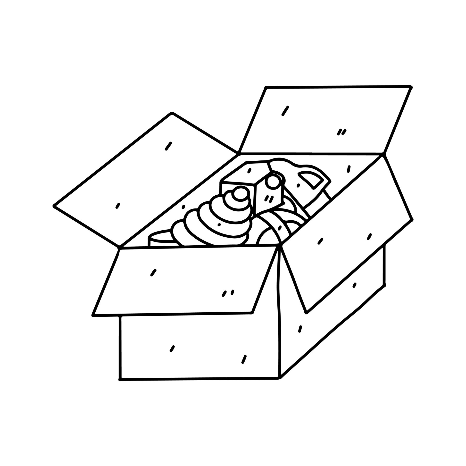 Toys charity box in hand drawn doodle style. Isolated stock vector ...