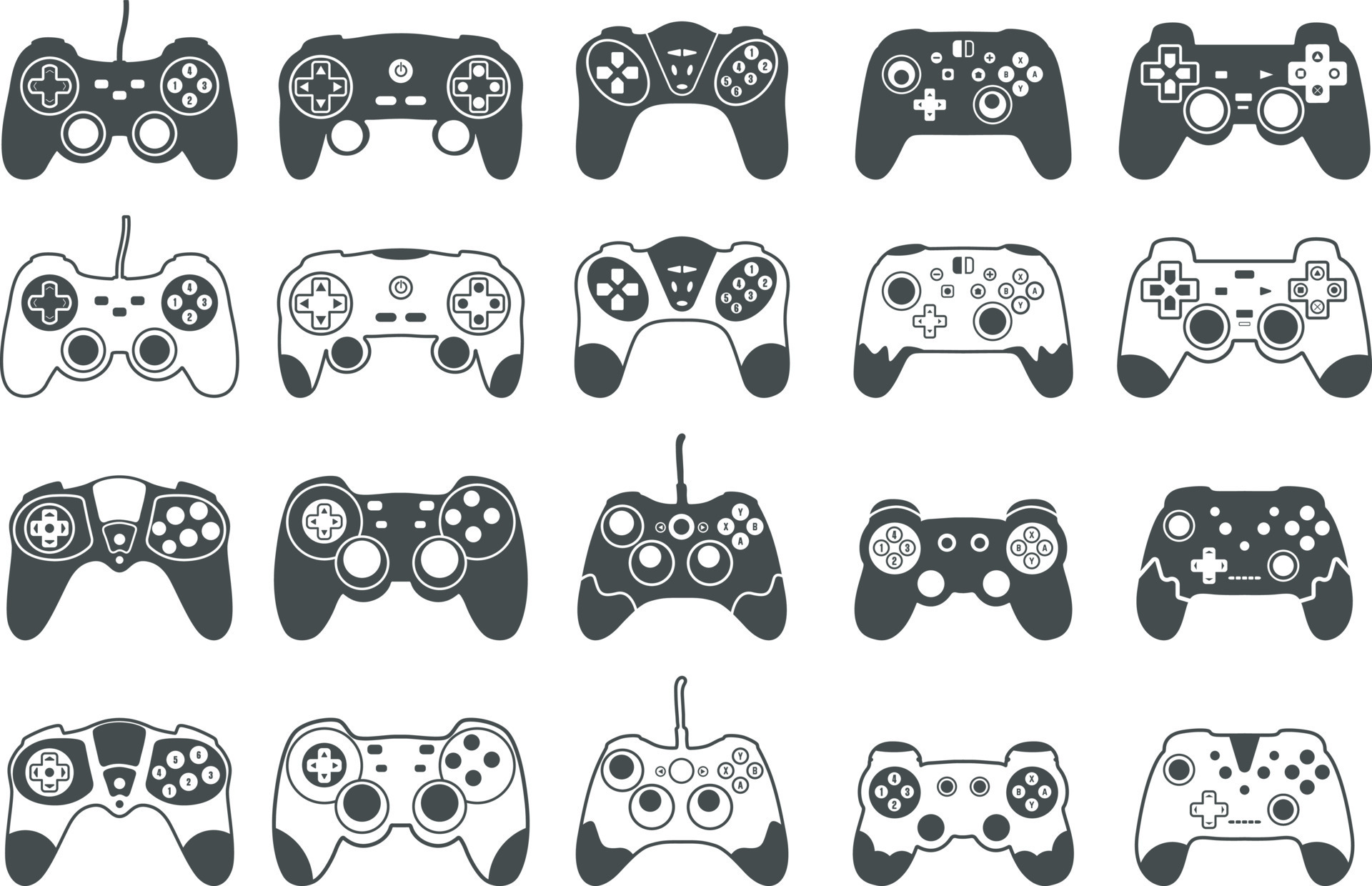 Game controller silhouette, Game Controller SVG, Video games joystick, Joypad SVG, playing ...