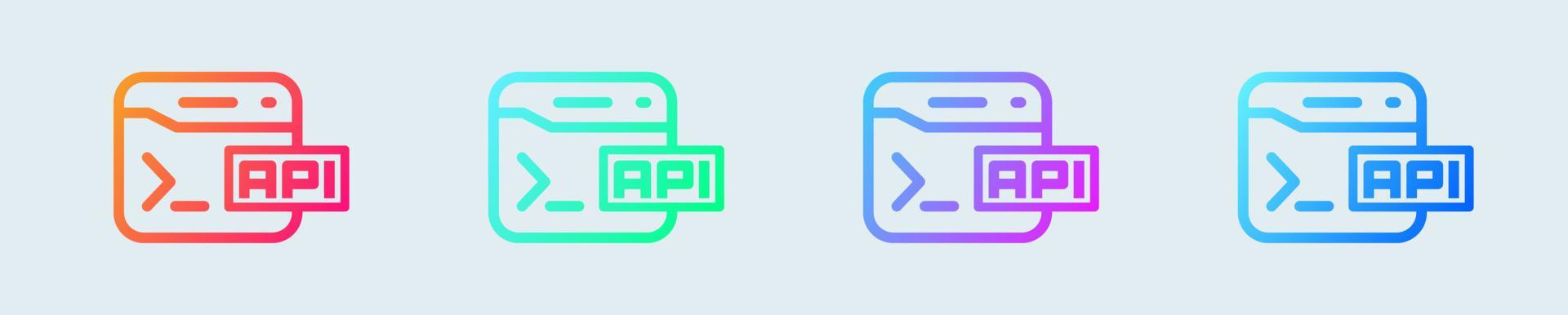Api line icon in gradient colors. Application programming interface signs vector illustration ...