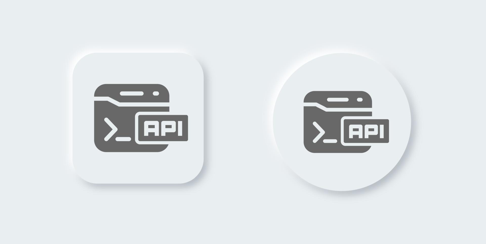 Api Solid Icon In Neomorphic Design Style Application Programming Interface Signs Vector