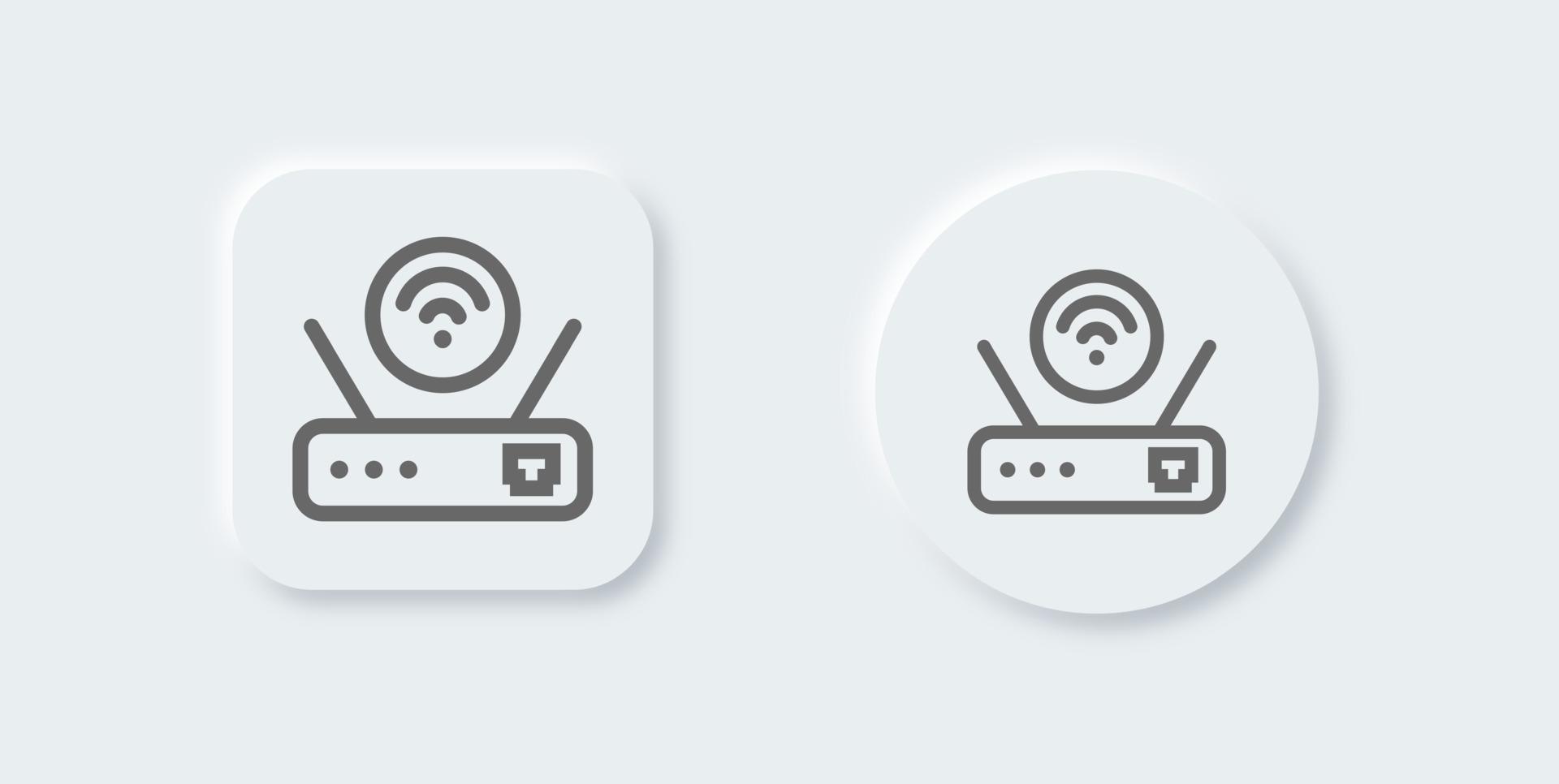 Router line icon in neomorphic design style. Network connection signs vector illustration ...