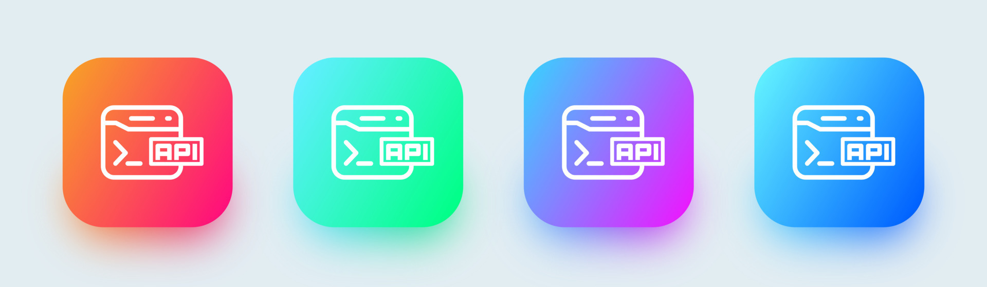 api línea icono en cuadrado degradado colores. solicitud programación ...