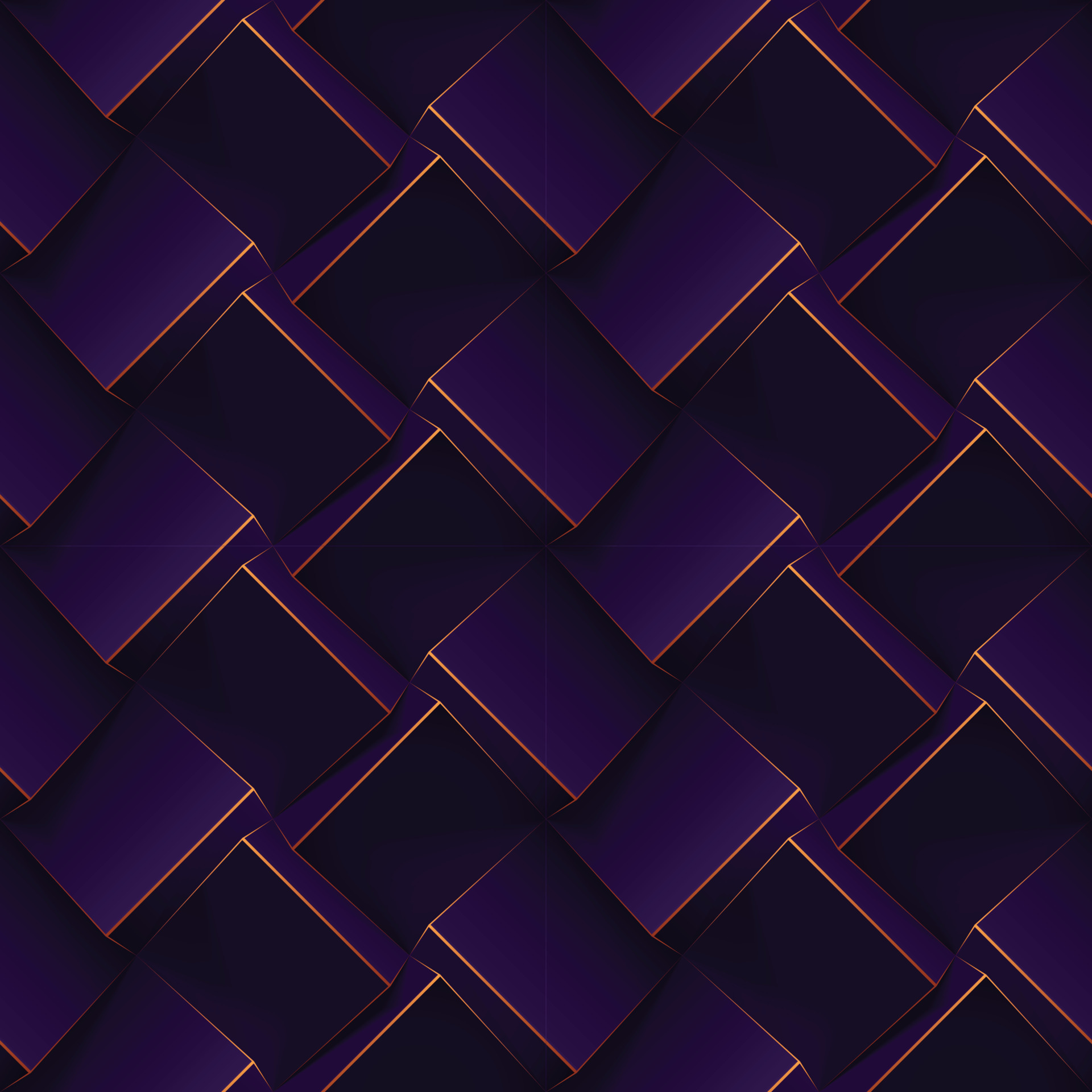 Dark Purple Seamless Geometric Pattern Realistic 3d Cubes With Thin Golden Lines Vector