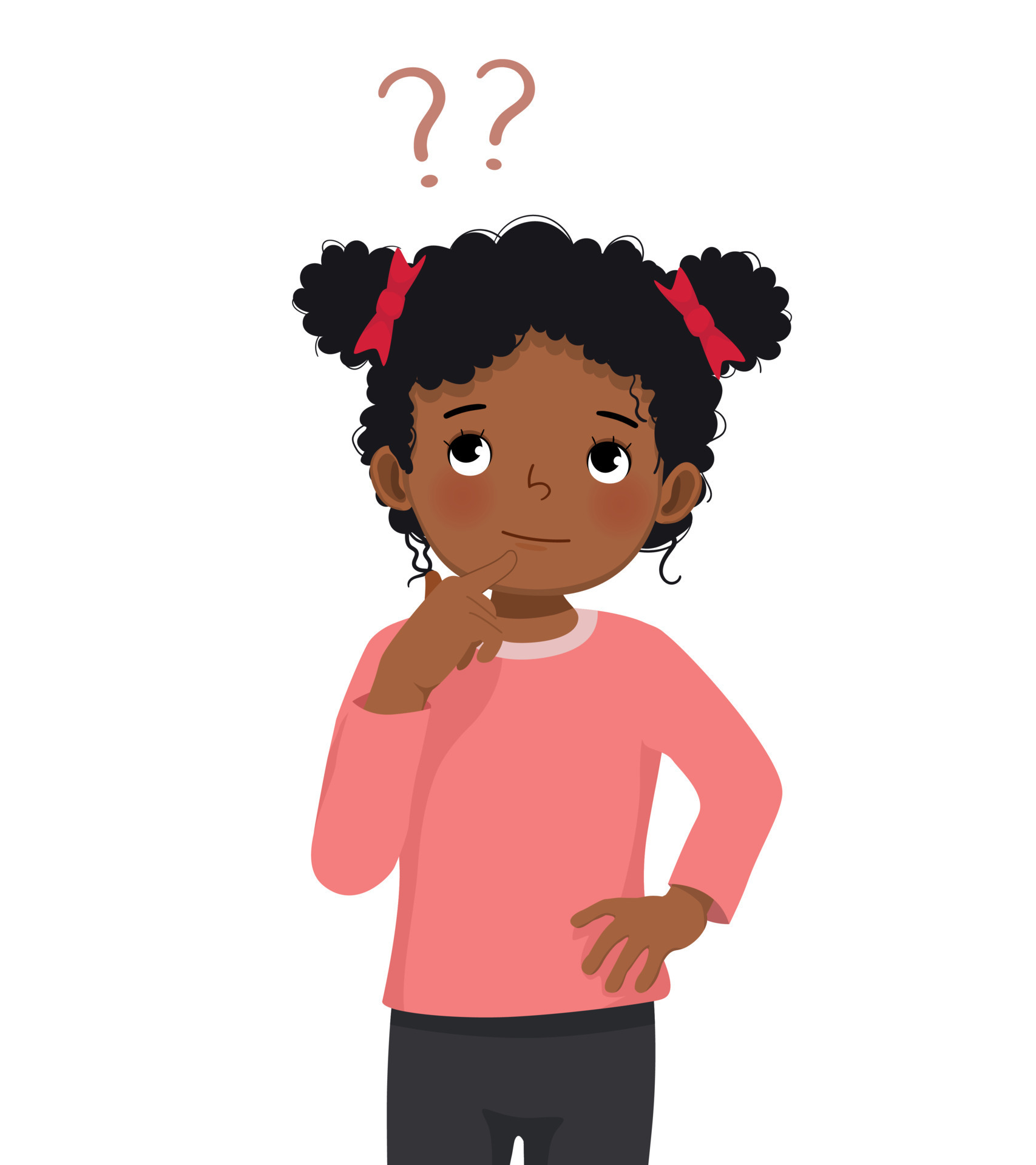 Cute Little African Girl Thinking With Eyes Looking Up To Find Solution Of Problems 21187723