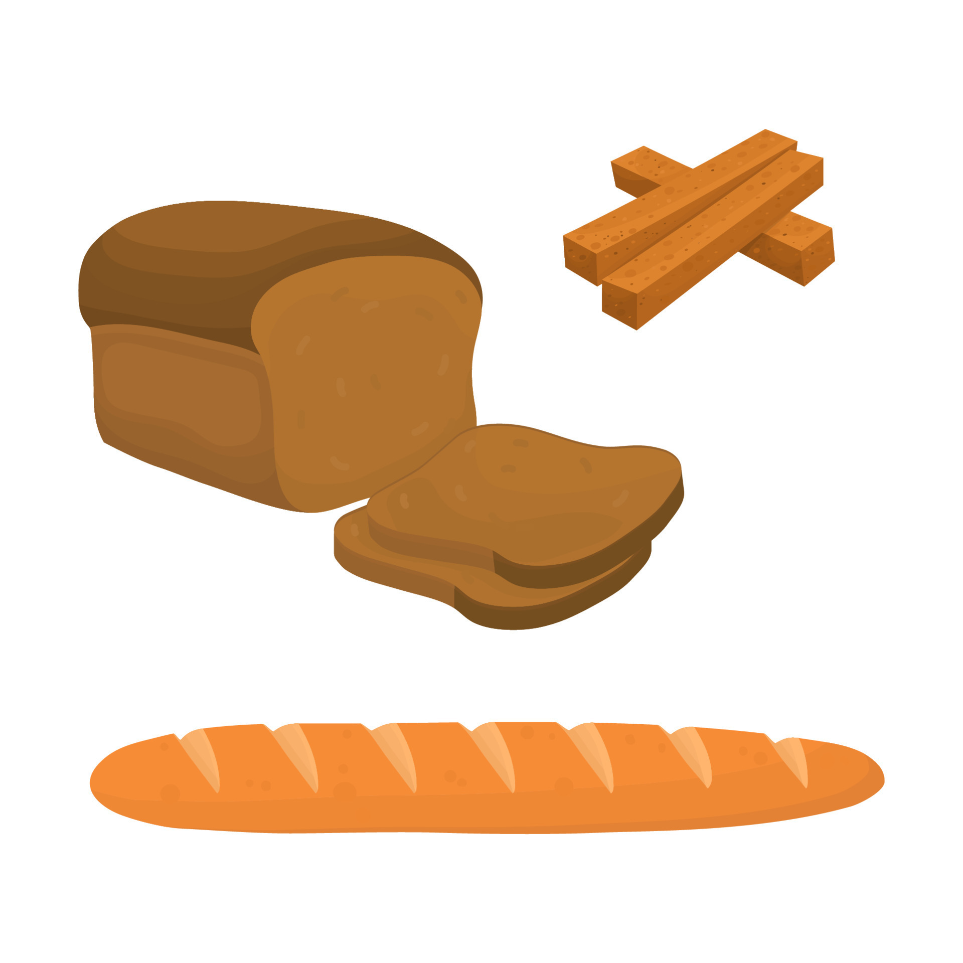 Bread Roll Black Or Gray Rye Loaf Stale Bread Croutons And Baguette Or Loaf 21188536 Vector