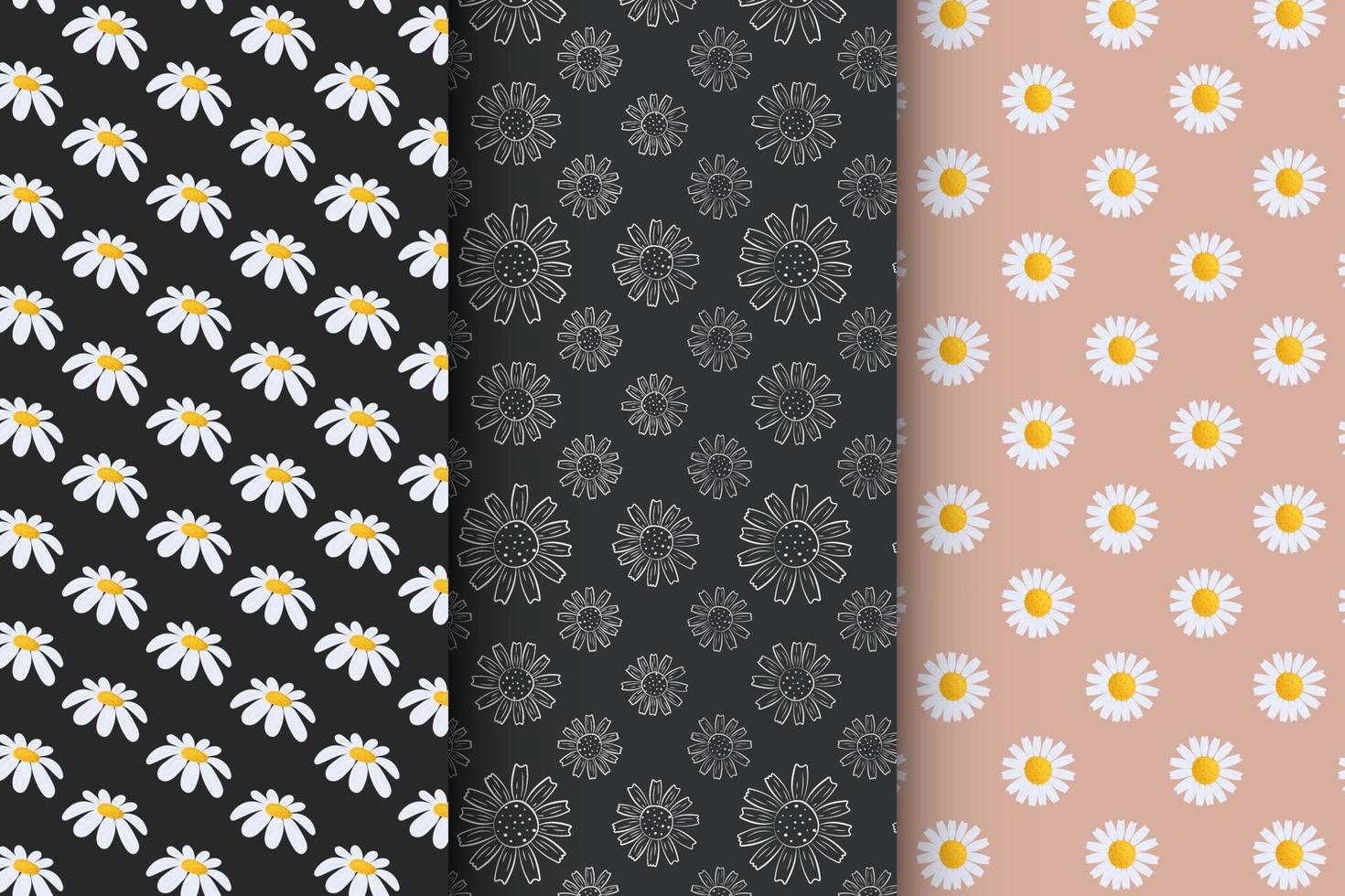 Collection of patterns with daisies, stylish set of patterns 21188656 ...