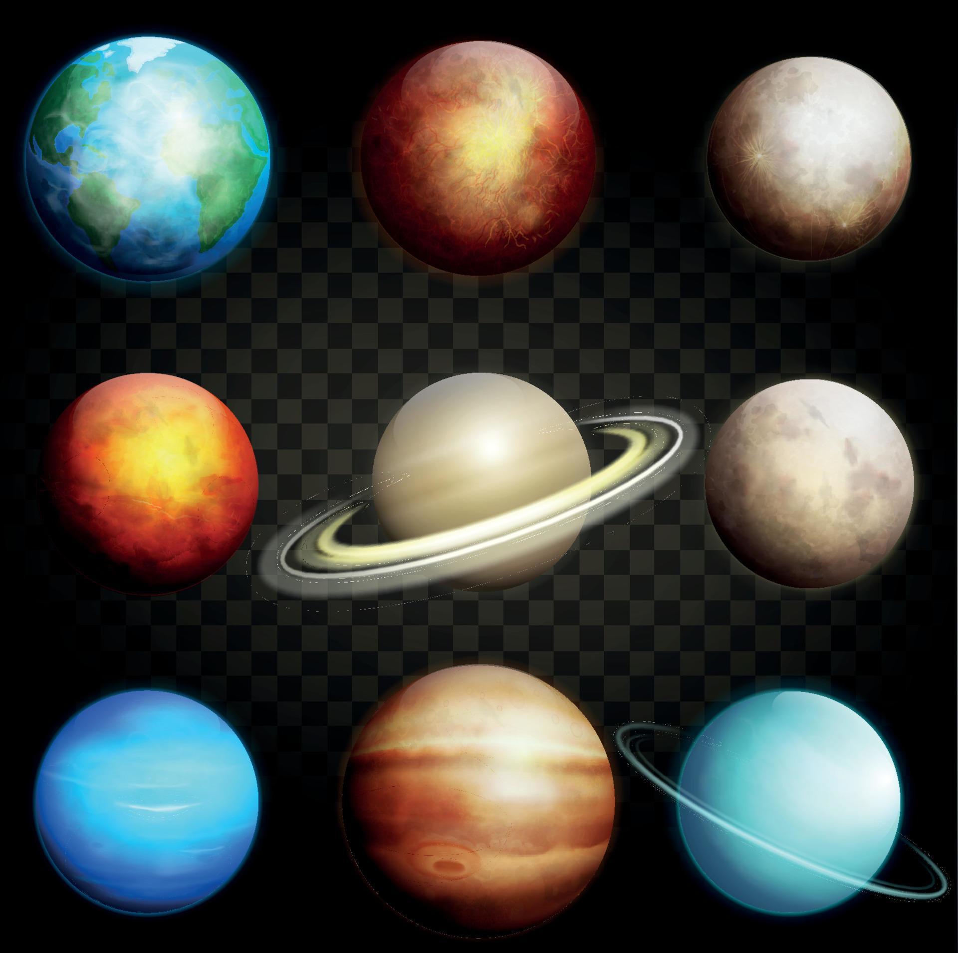 Planets of the solar system. Set of realistic planets vector ...