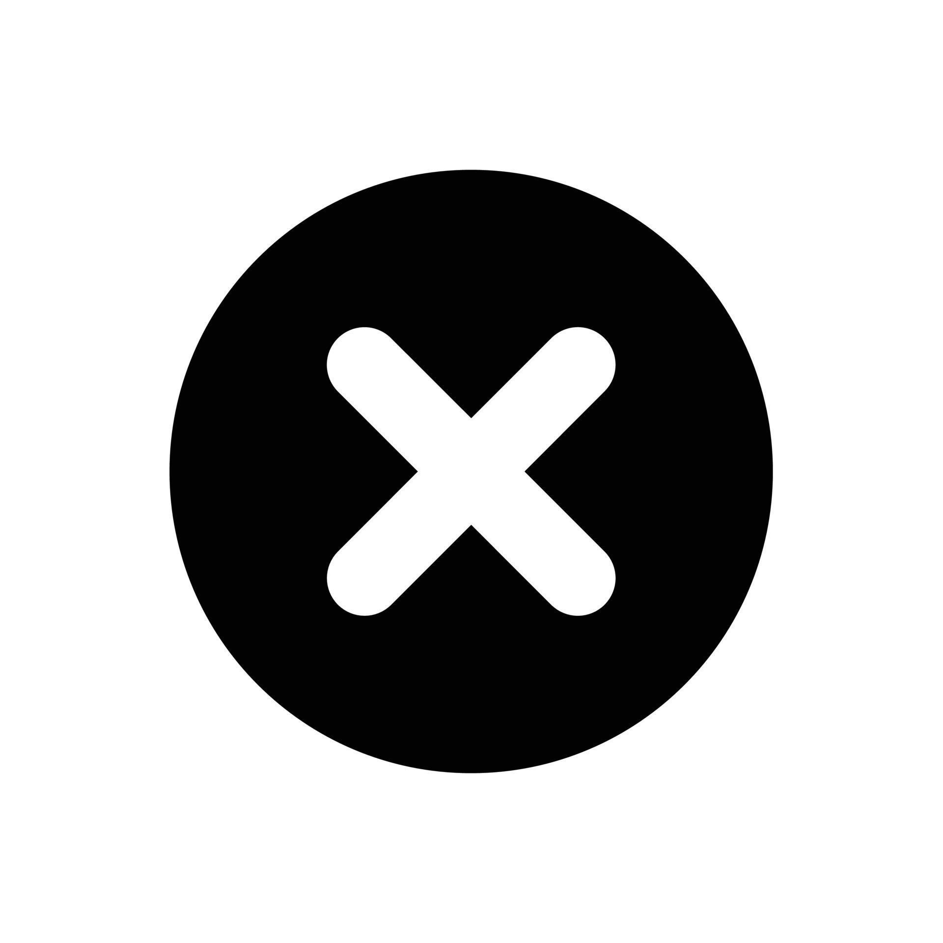 Cancel, delete cross, exit filled icon in transparent background, basic app and web UI bold line ...