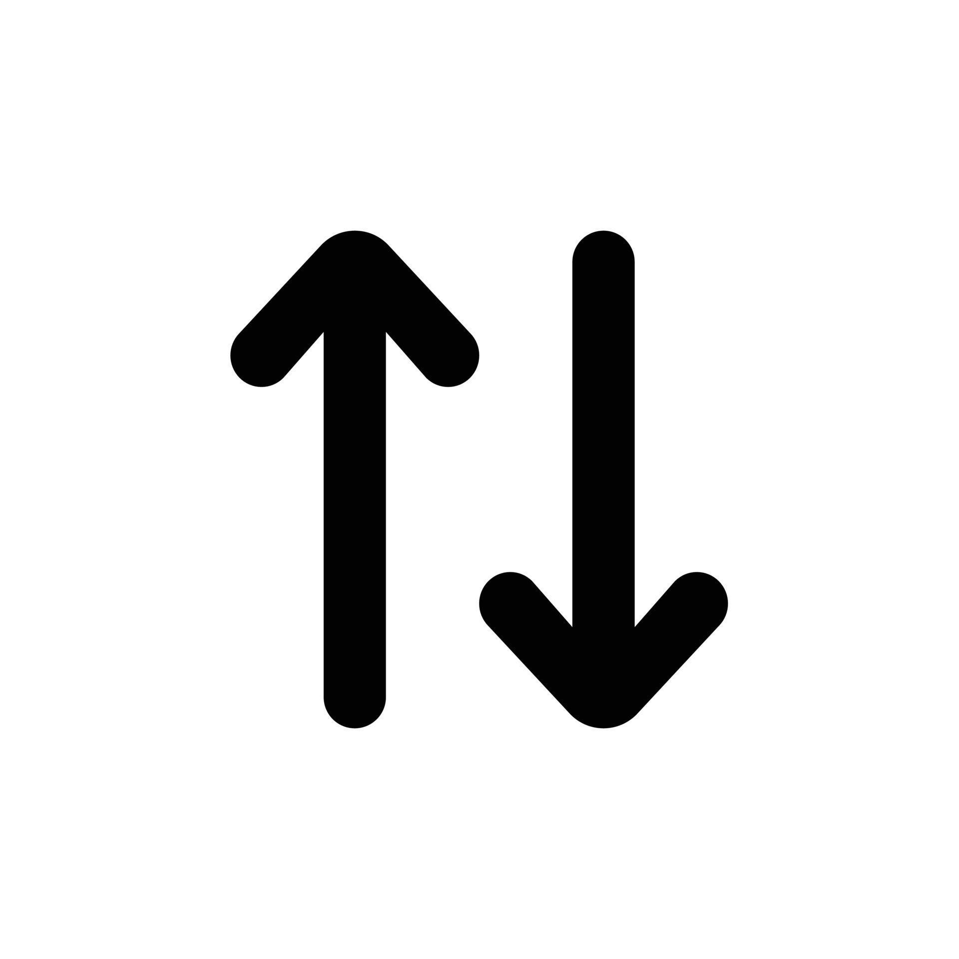 Up down direction arrows outline icon in transparent background, basic app and web UI bold line ...