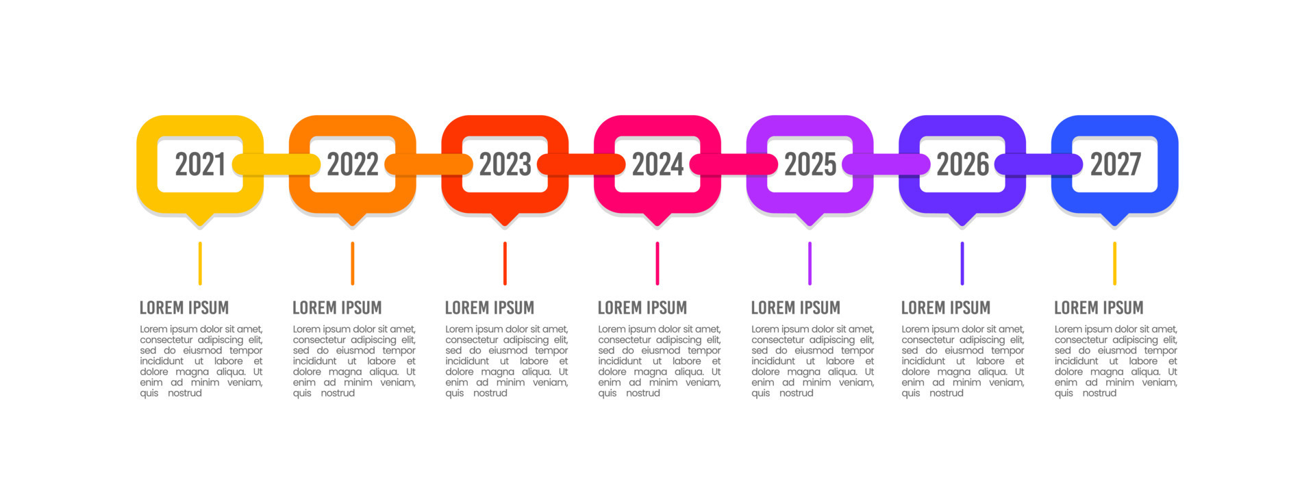 Chain shape horizontal timeline infographic. Timeline, Milestone ...